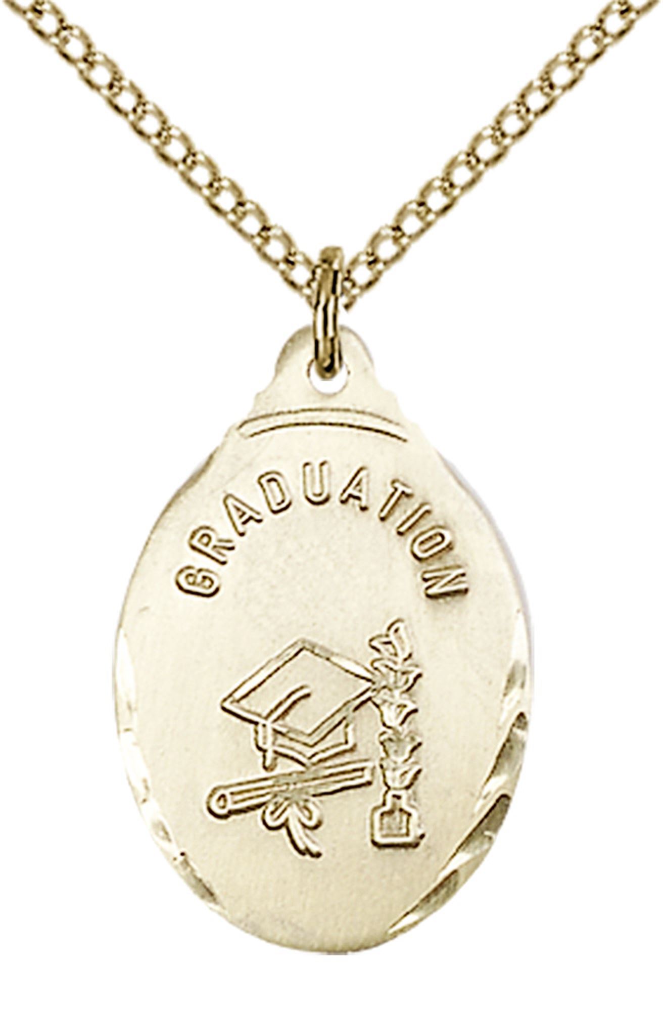 14KT GOLD FILLED GRADUATE PENDANT WITH CHAIN - 7/8" x 1/2" | EWTN ...