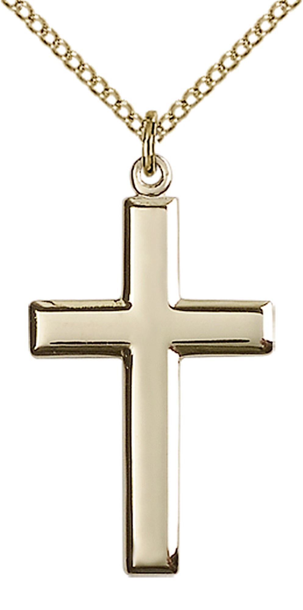 14KT GOLD FILLED CROSS PENDANT WITH CHAIN - 1 1/8" x 5/8" | EWTN Religious Catalogue