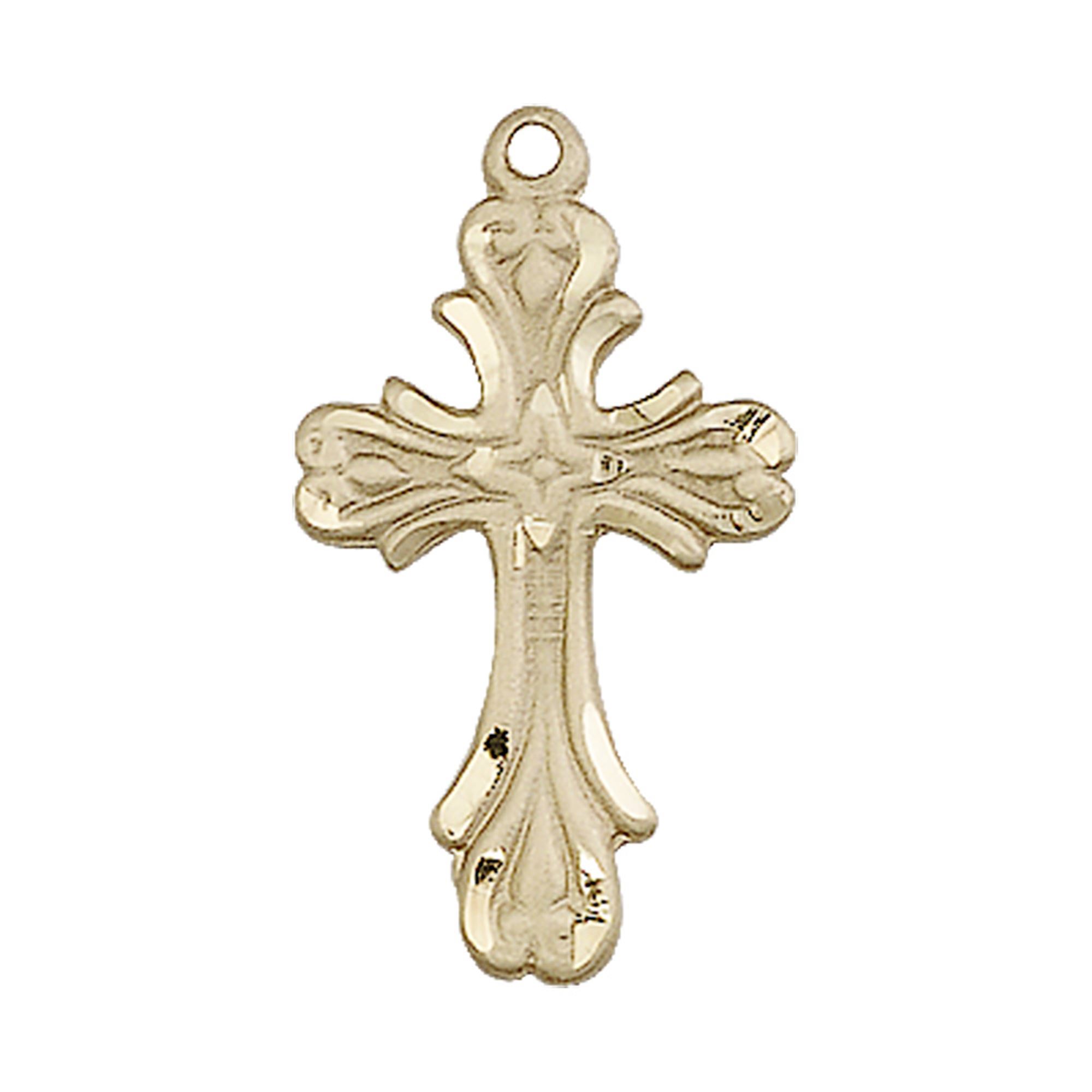 14KT GOLD CROSS MEDAL - 1" x 1/2" | EWTN Religious Catalogue