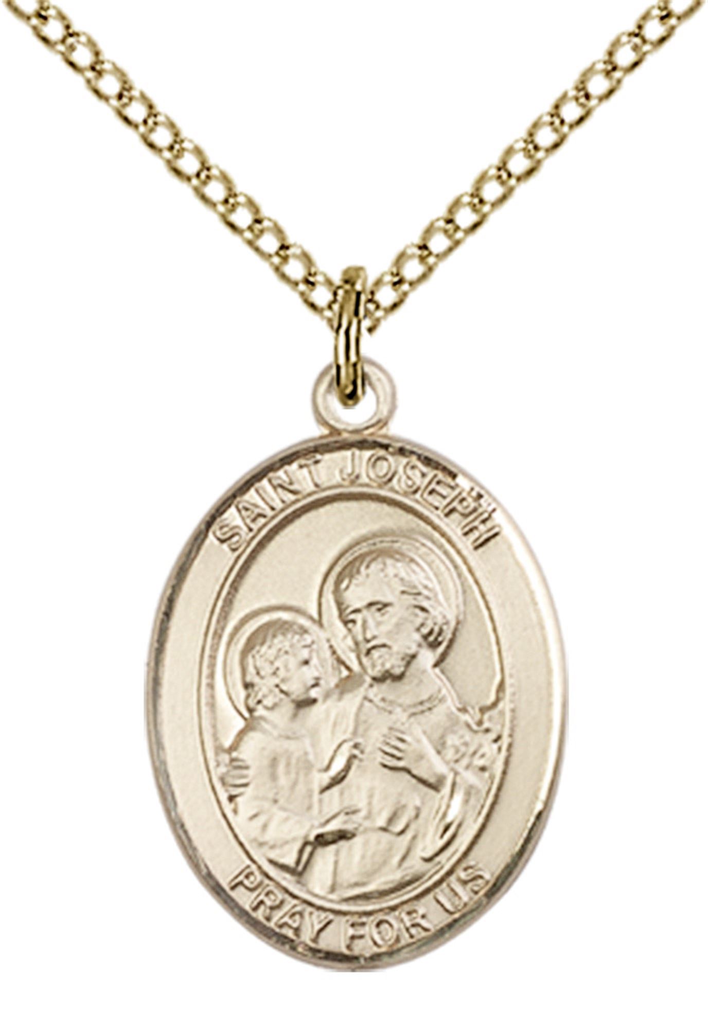 14KT GOLD FILLED ST JOSEPH PENDANT WITH CHAIN - 3/4" x 1/2" | EWTN ...