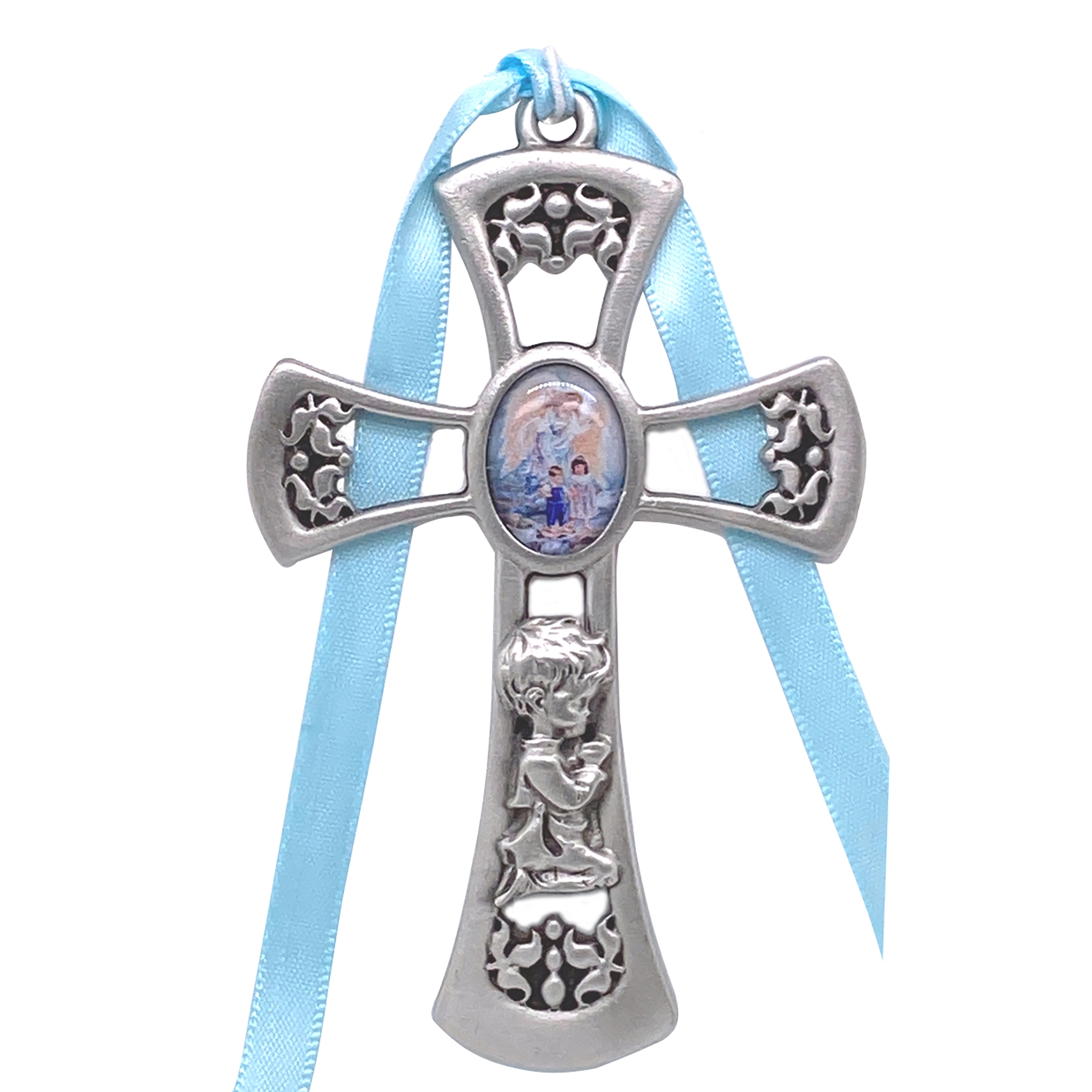 GUARDIAN ANGEL CRIB CROSS - BOY | EWTN Religious Catalogue