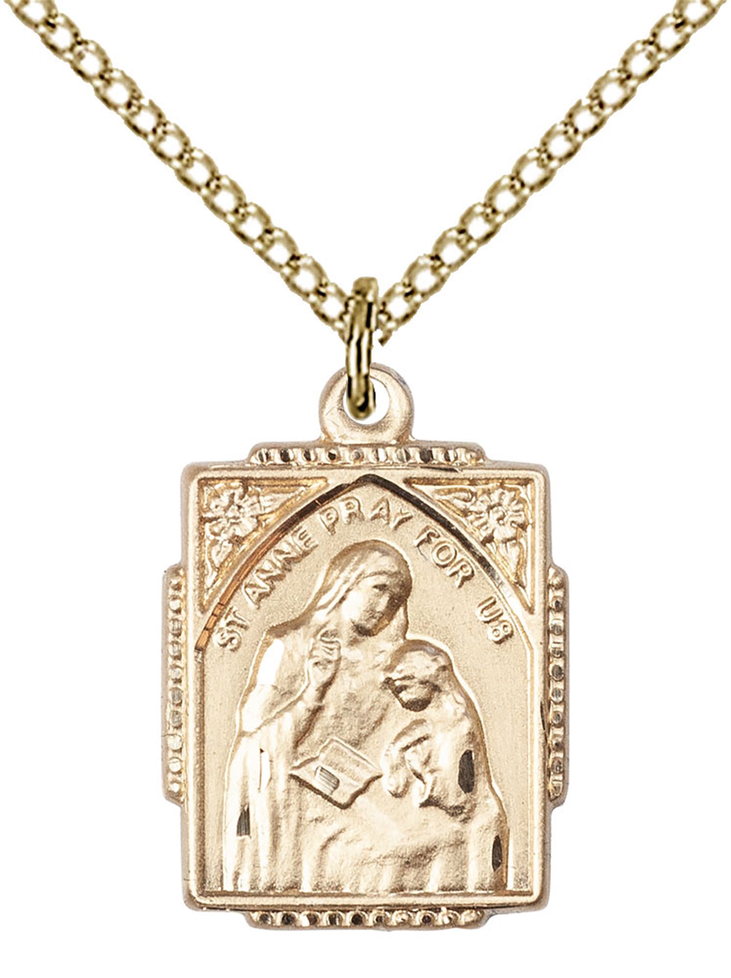 14KT GOLD FILLED ST ANNE PENDANT WITH CHAIN | EWTN Religious Catalogue
