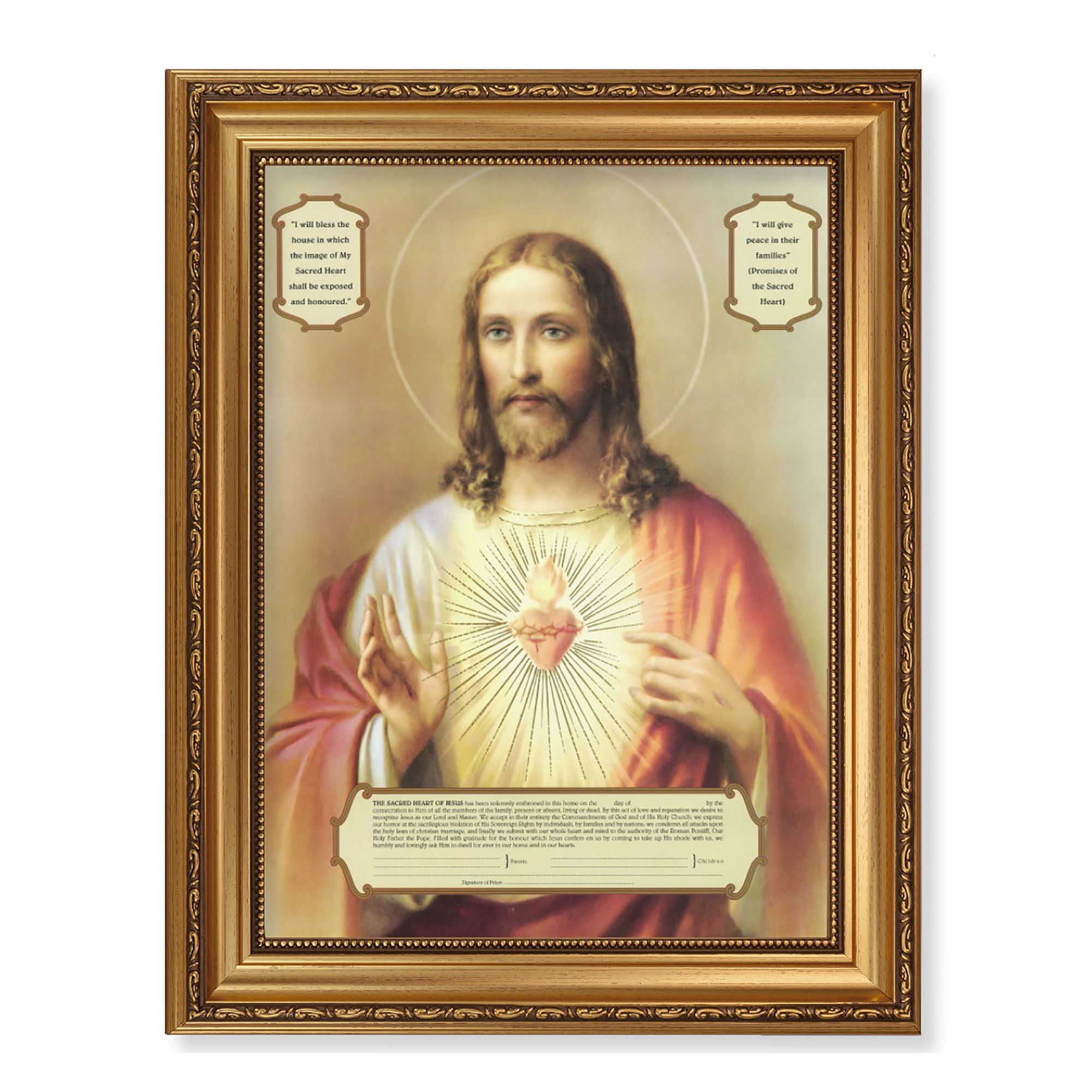ENTHRONEMENT TO THE SACRED HEART OF JESUS FRAMED - 15 1/2" X 19" | EWTN Religious Catalogue