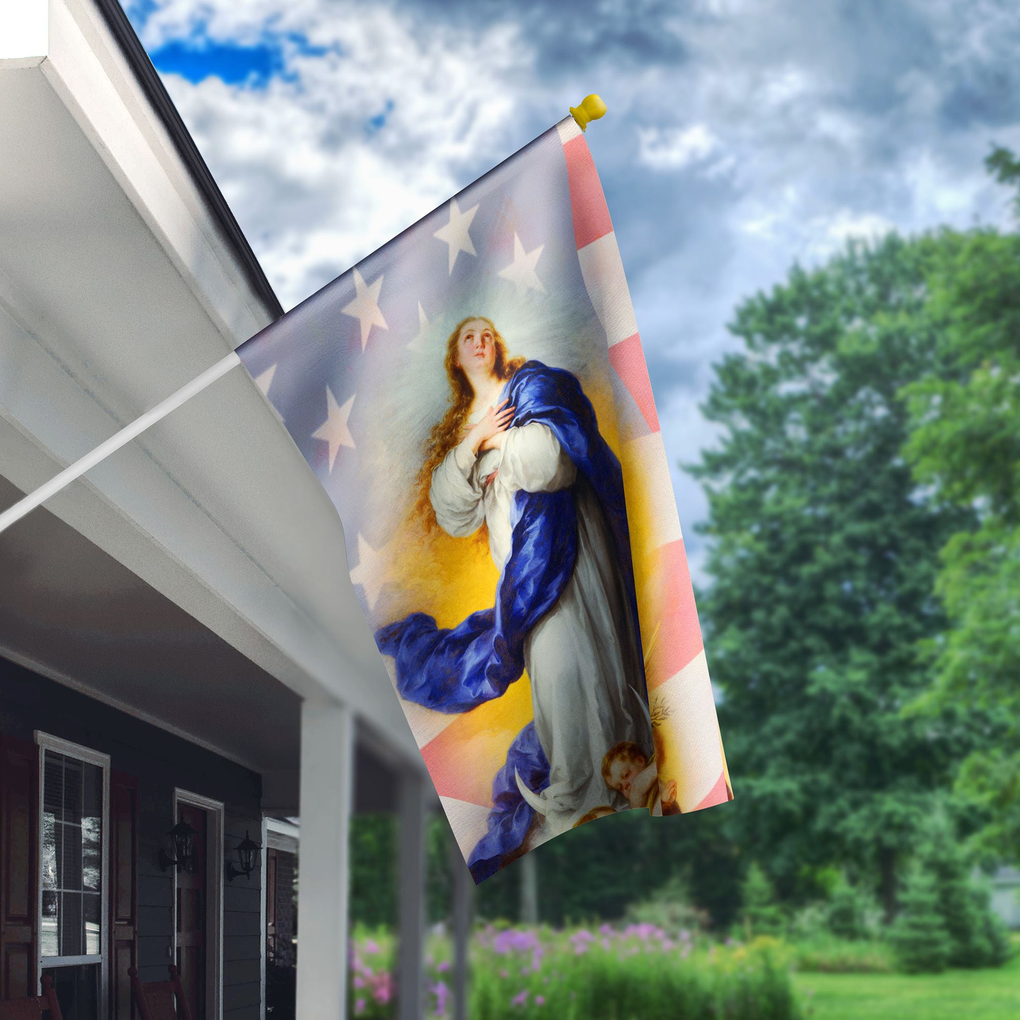 IMMACULATE CONCEPTION/AMERICAN FLAG HOUSE FLAG | EWTN Religious Catalogue