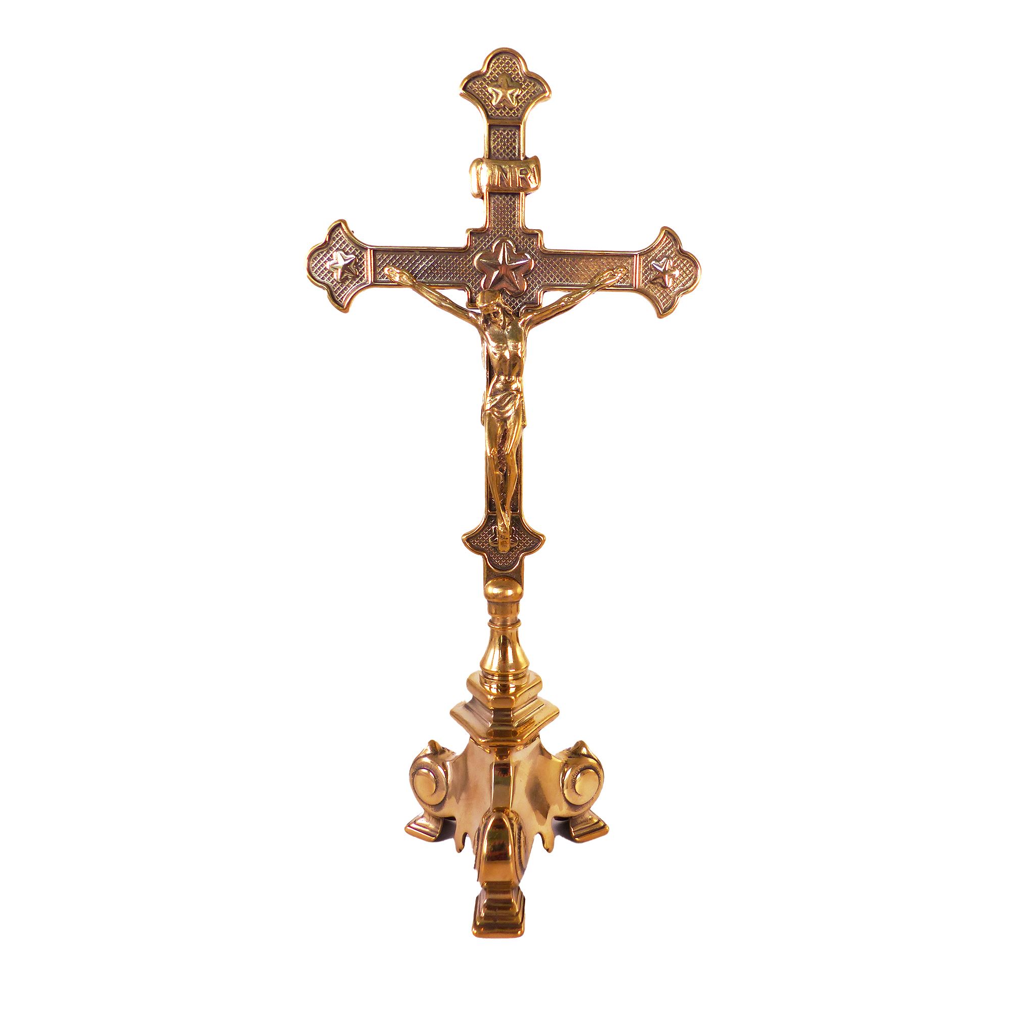 DOUBLE SIDED STANDING BRASS CRUCIFIX | EWTN Religious Catalogue