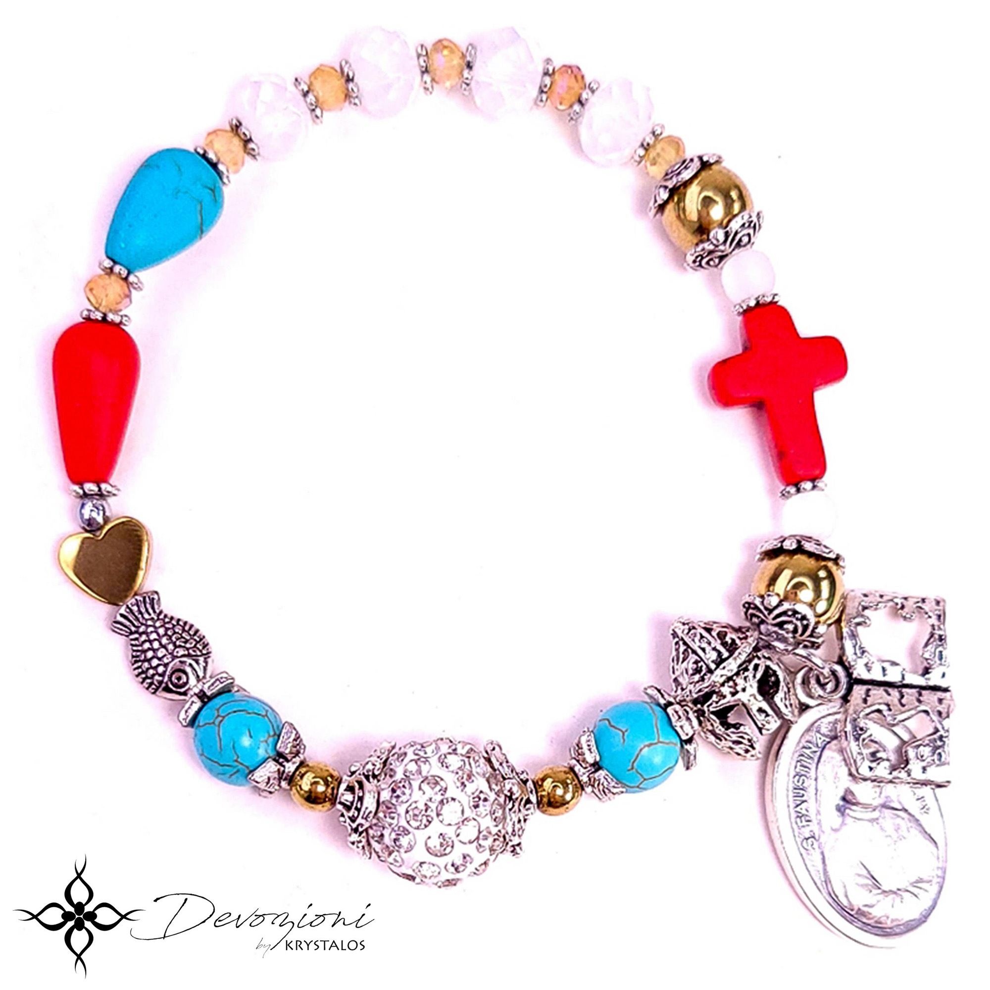 GENUINE GEMSTONE DIVINE MERCY - CHAPLET BRACELET | EWTN Religious Catalogue