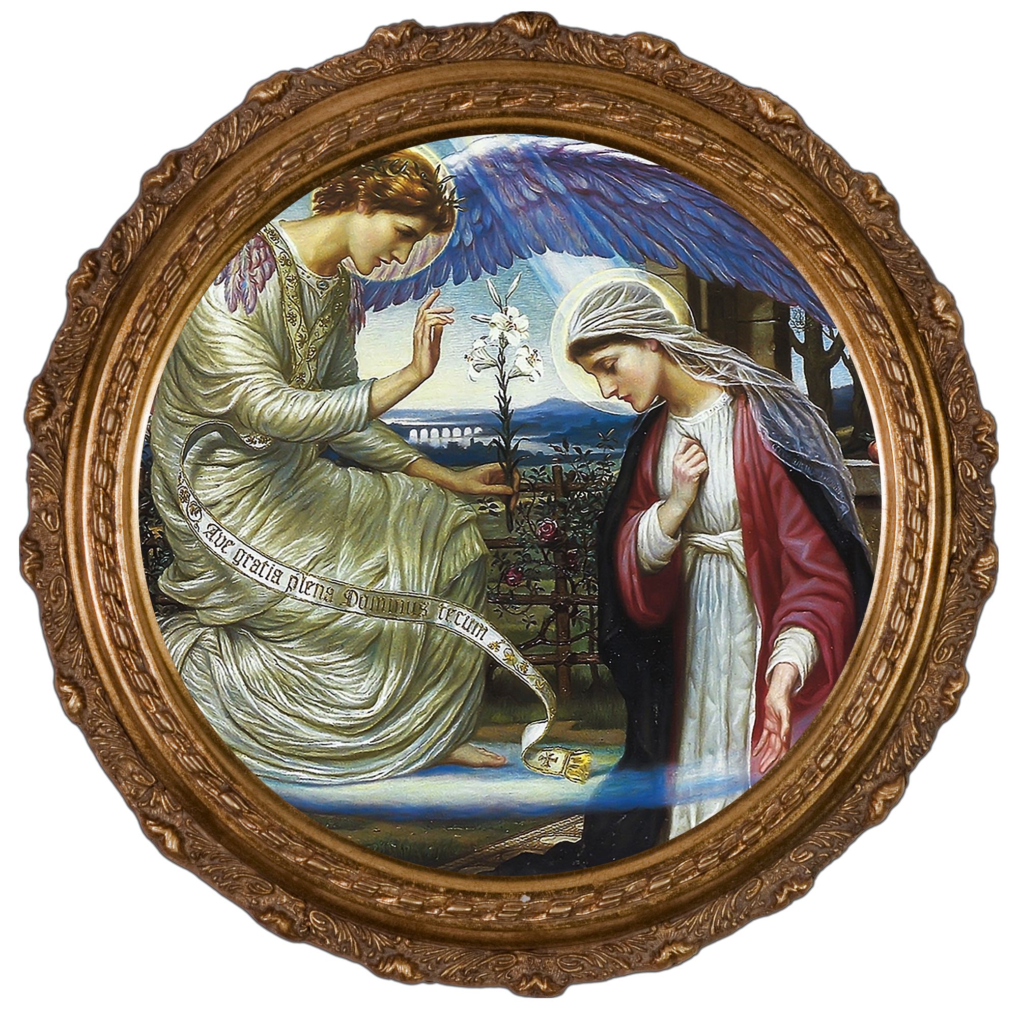 THE ANNUNCIATION - ROUND FRAMED CANVAS - 12" | EWTN Religious Catalogue