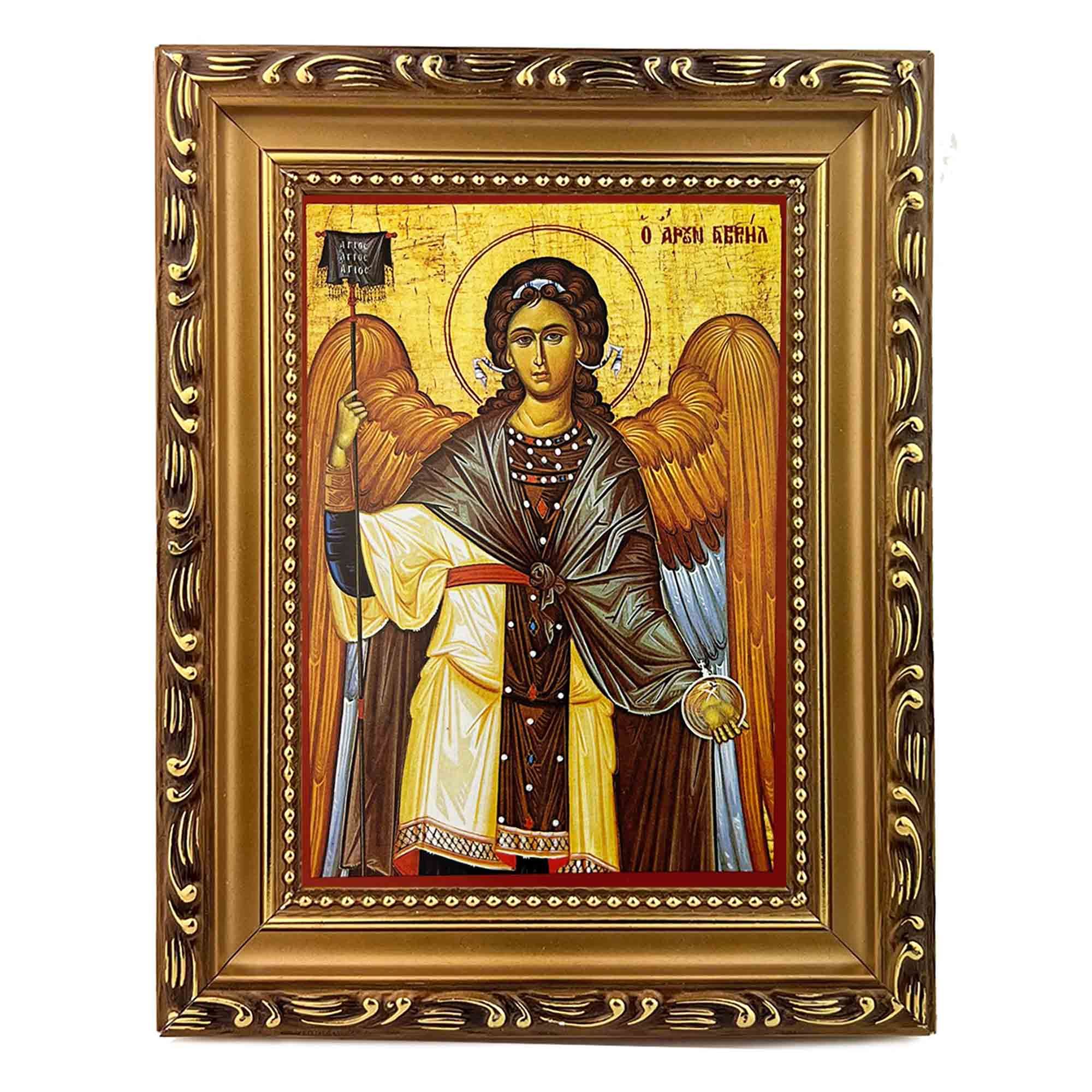ARCHANGEL GABRIEL FRAMED GREEK ICON 5 ¾” x 7 ¼" | EWTN Religious Catalogue