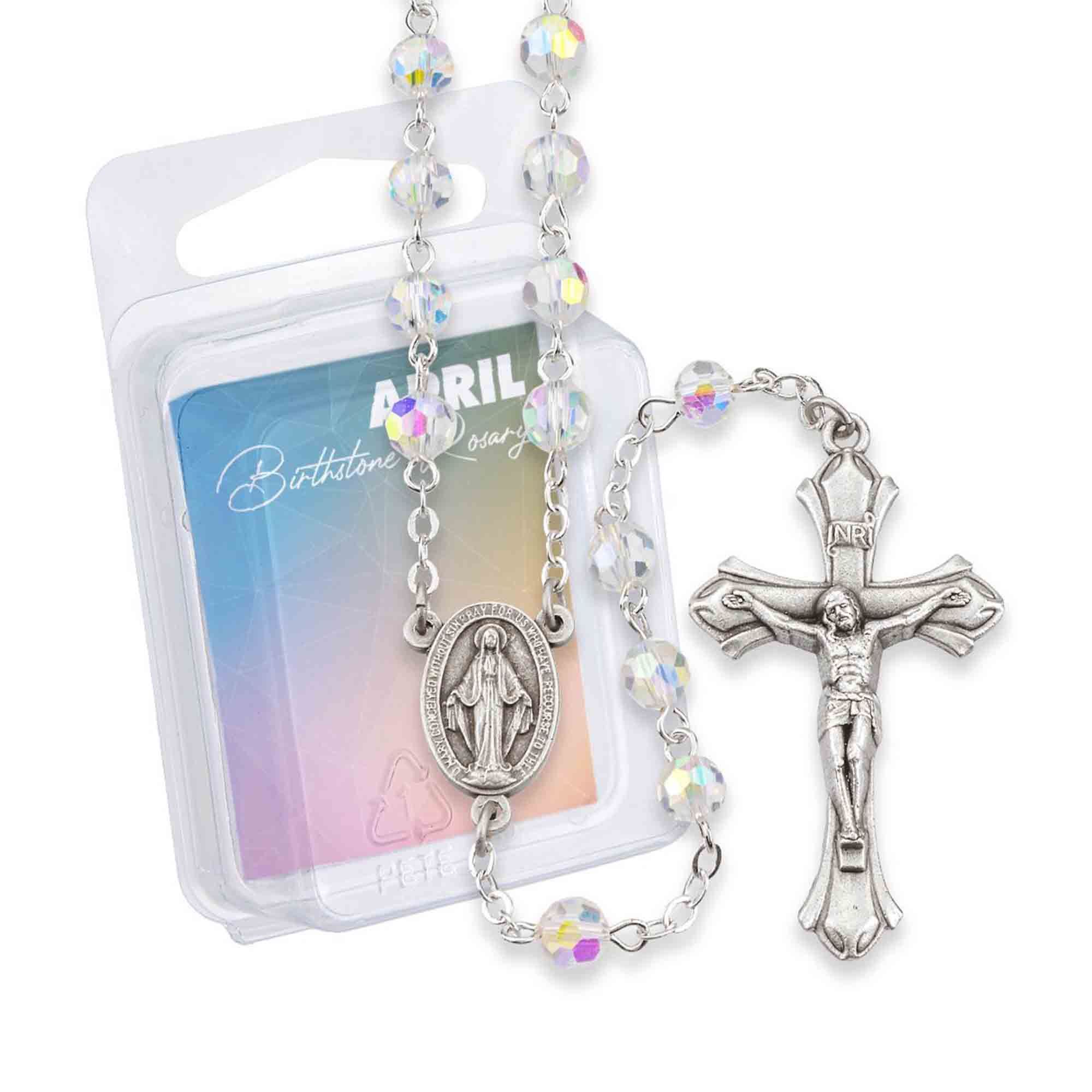 BIRTHSTONE ROSARY - APRIL (CRYSTAL) | EWTN Religious Catalogue