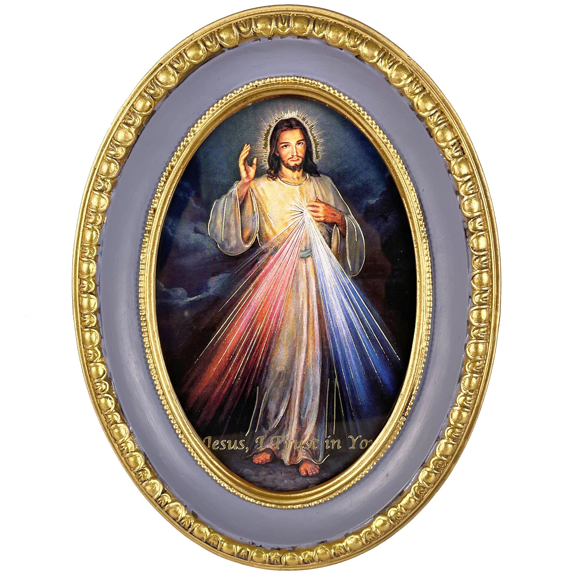 DIVINE MERCY - OVAL GOLD LEAF FRAME WITH EASEL BACK | EWTN Religious ...