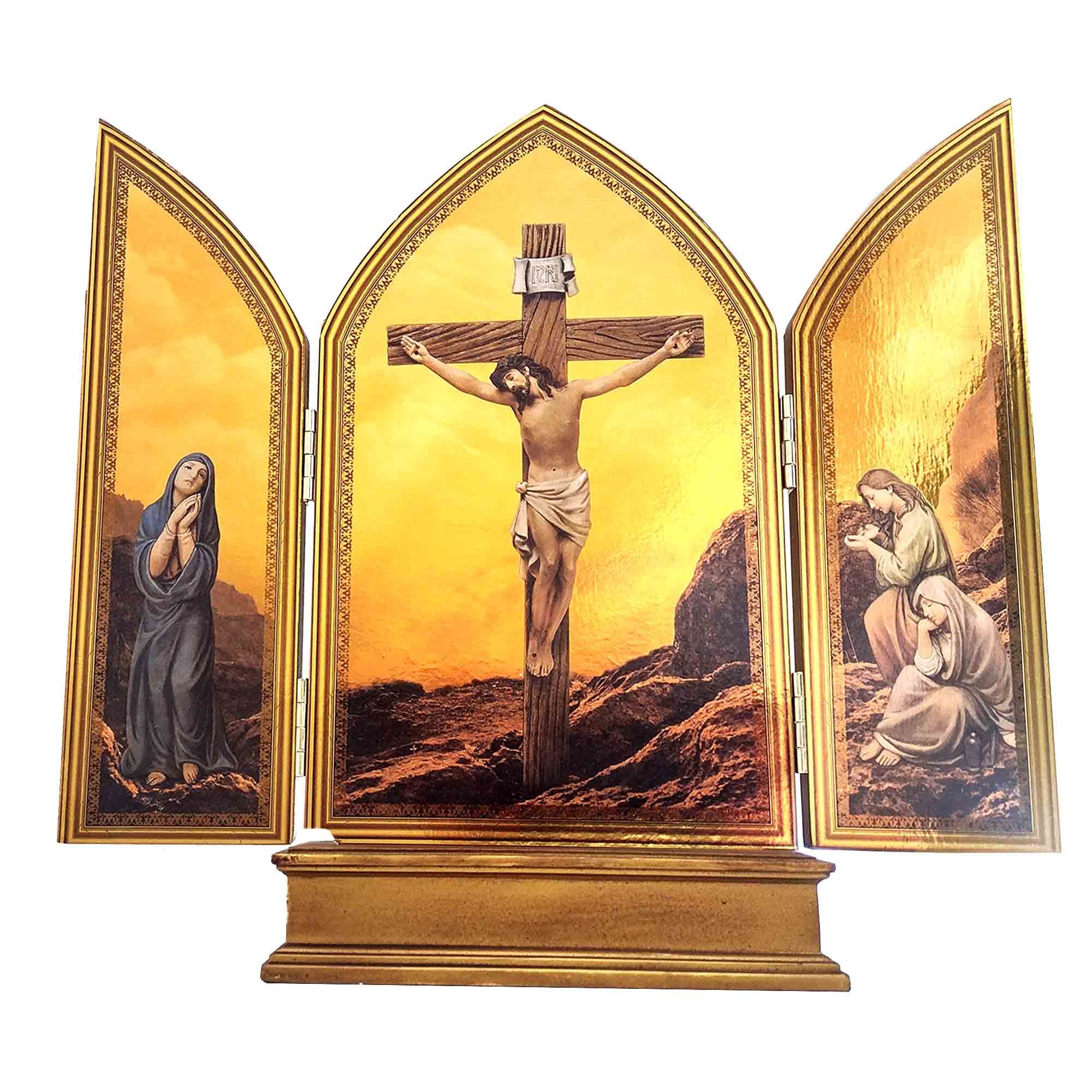 CRUCIFIXION TRIPTYCH - RENAISSANCE COLLECTION - 10" | EWTN Religious Catalogue