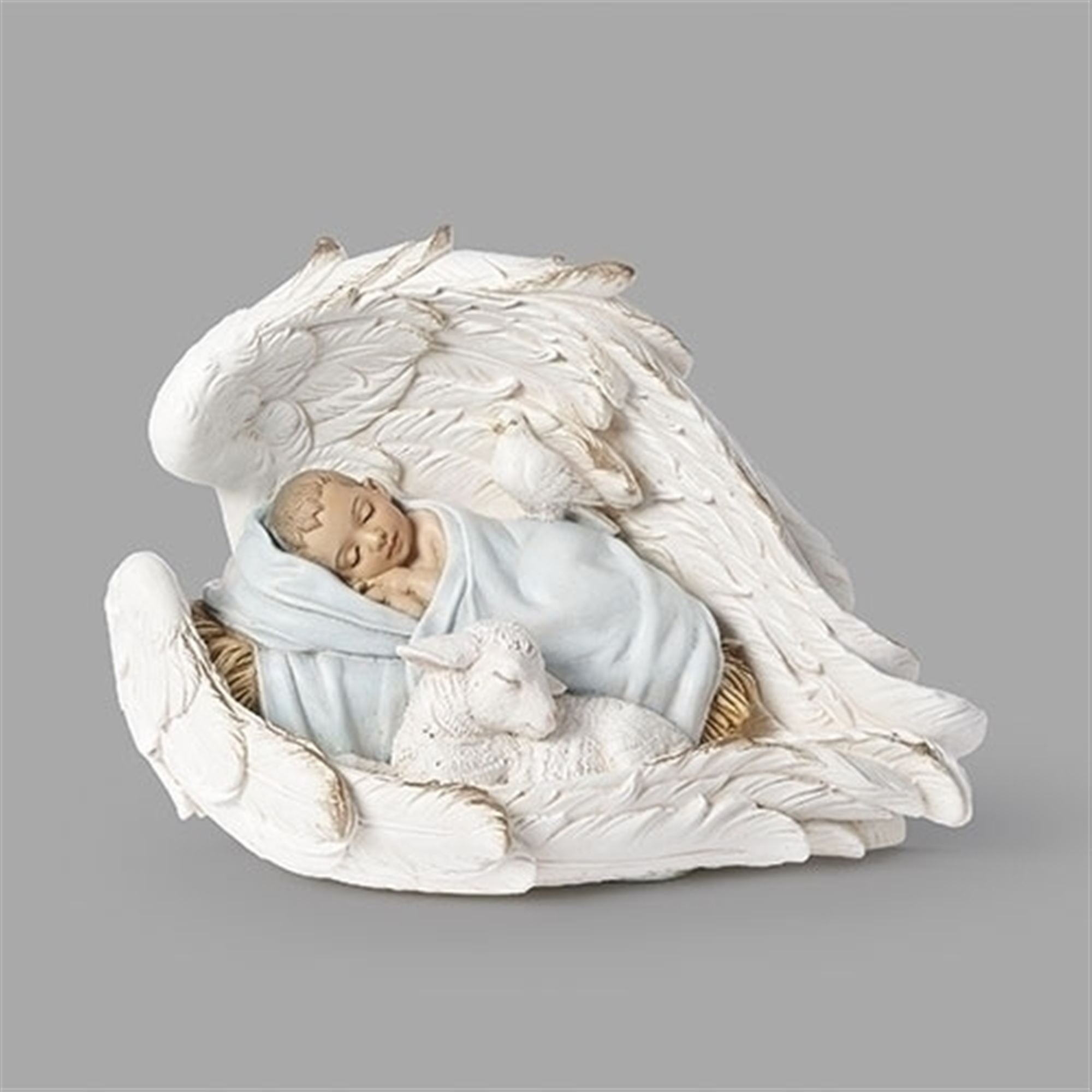 BABY JESUS IN BLUE SWADDLING RESTING WITH A LAMB IN ANGEL WINGS | EWTN ...
