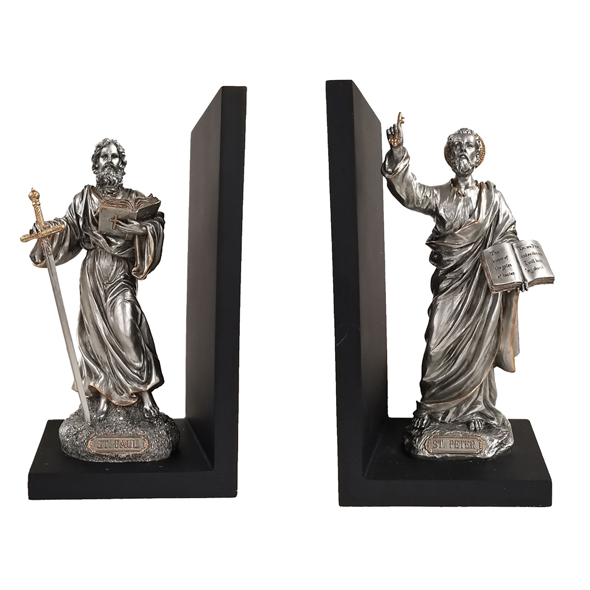 SS. PETER AND PAUL PEWTER-STYLE BOOKEND SET | EWTN Religious Catalogue