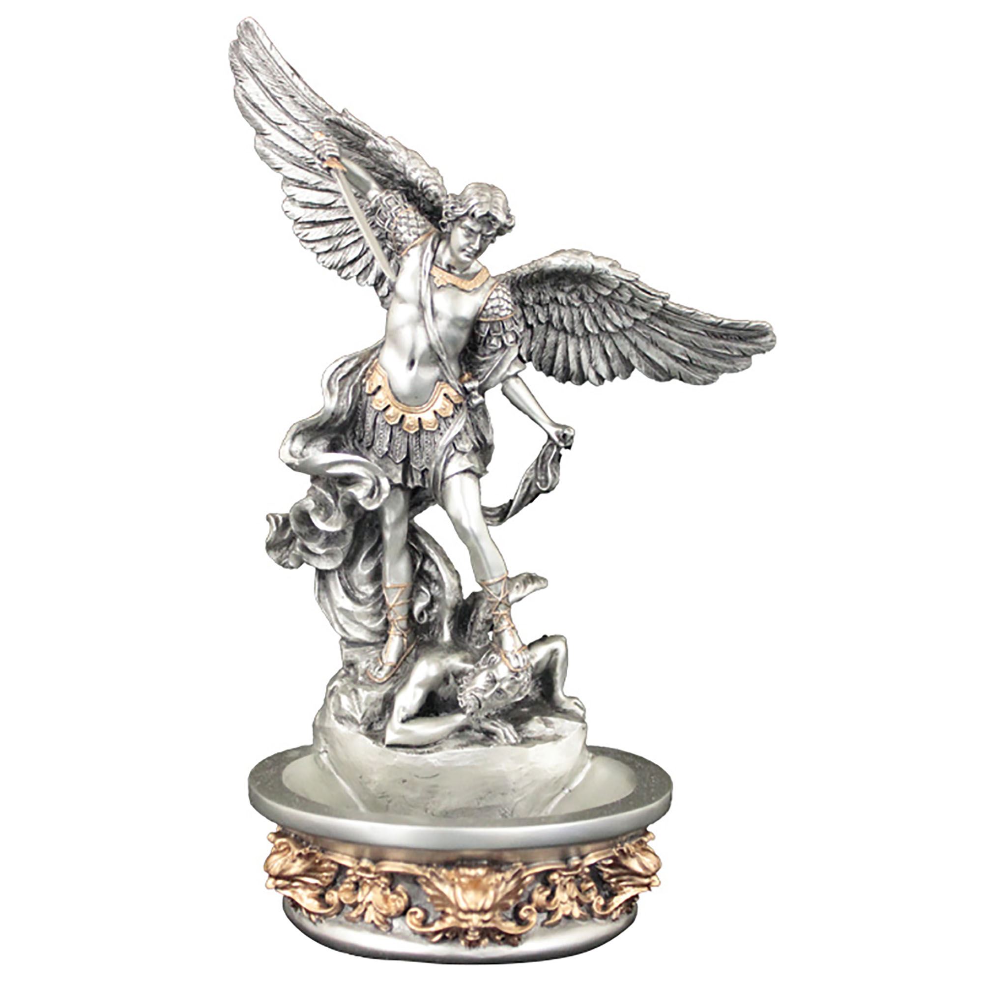 ST. MICHAEL HOLY WATER FONT - PEWTER FINISH | EWTN Religious Catalogue