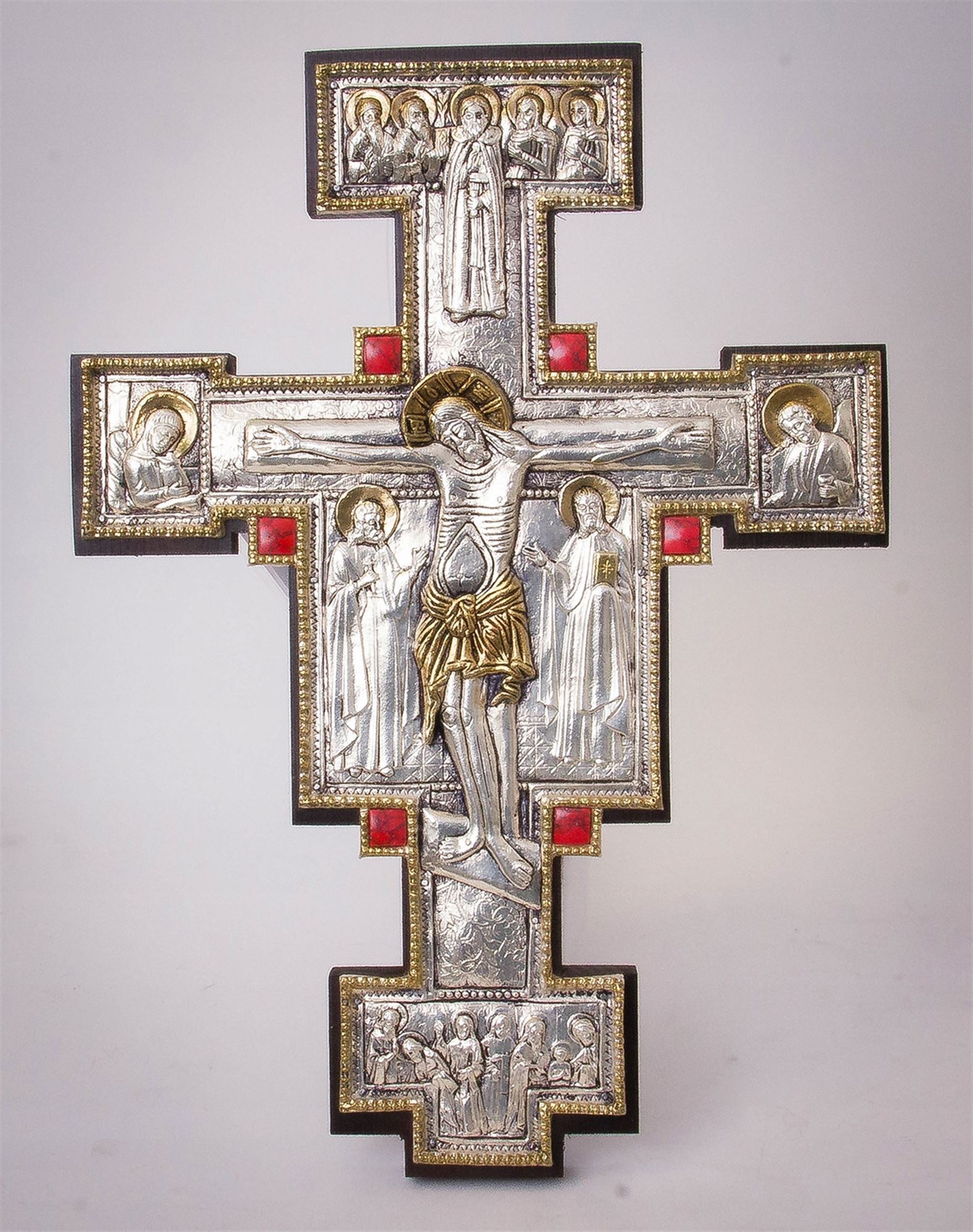 SILVER GIOTTO CROSS WITH ICONS | EWTN Religious Catalogue
