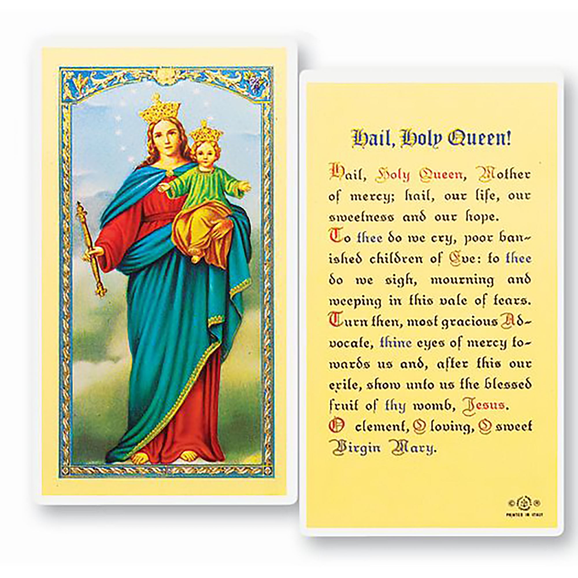 LAMINATED HOLY CARD - HAIL, HOLY QUEEN | EWTN Religious Catalogue