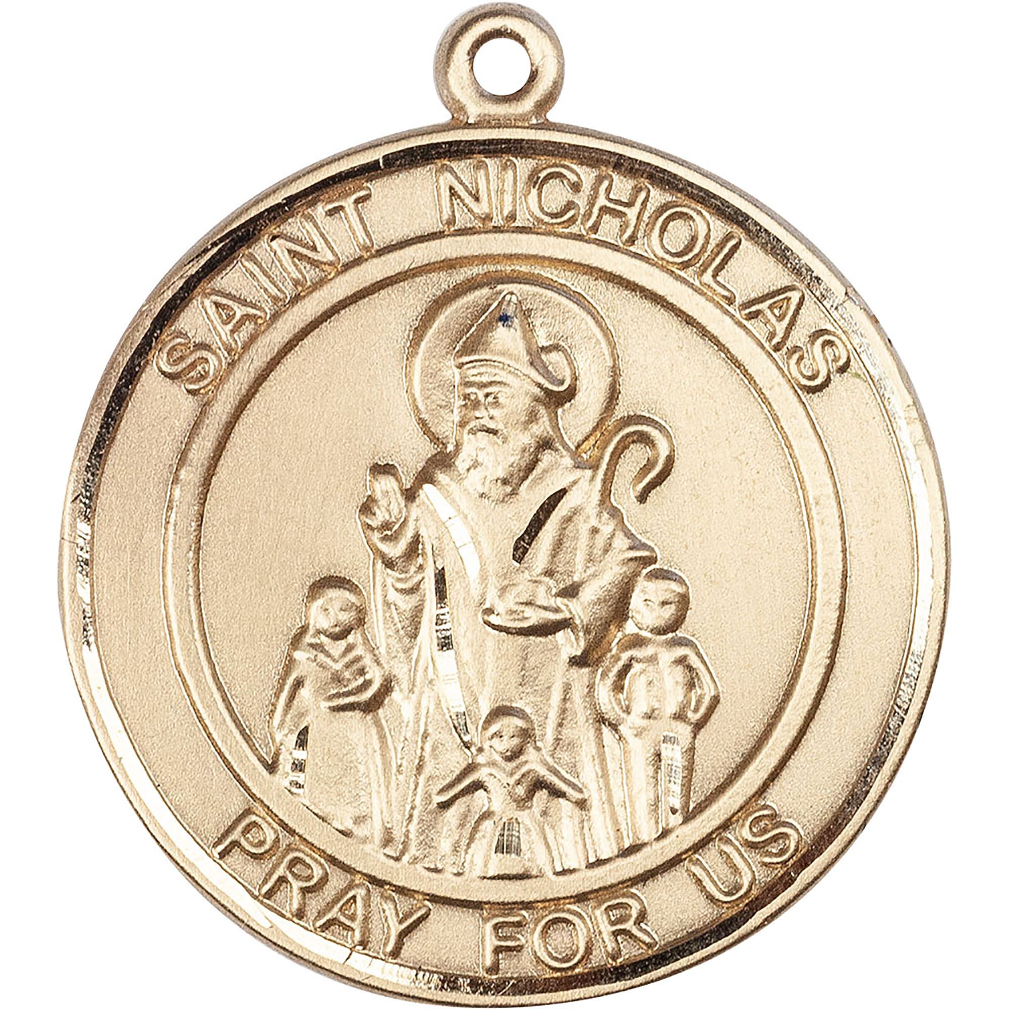 14KT GOLD ST NICHOLAS MEDAL - 3/4" x 5/8" | EWTN Religious Catalogue