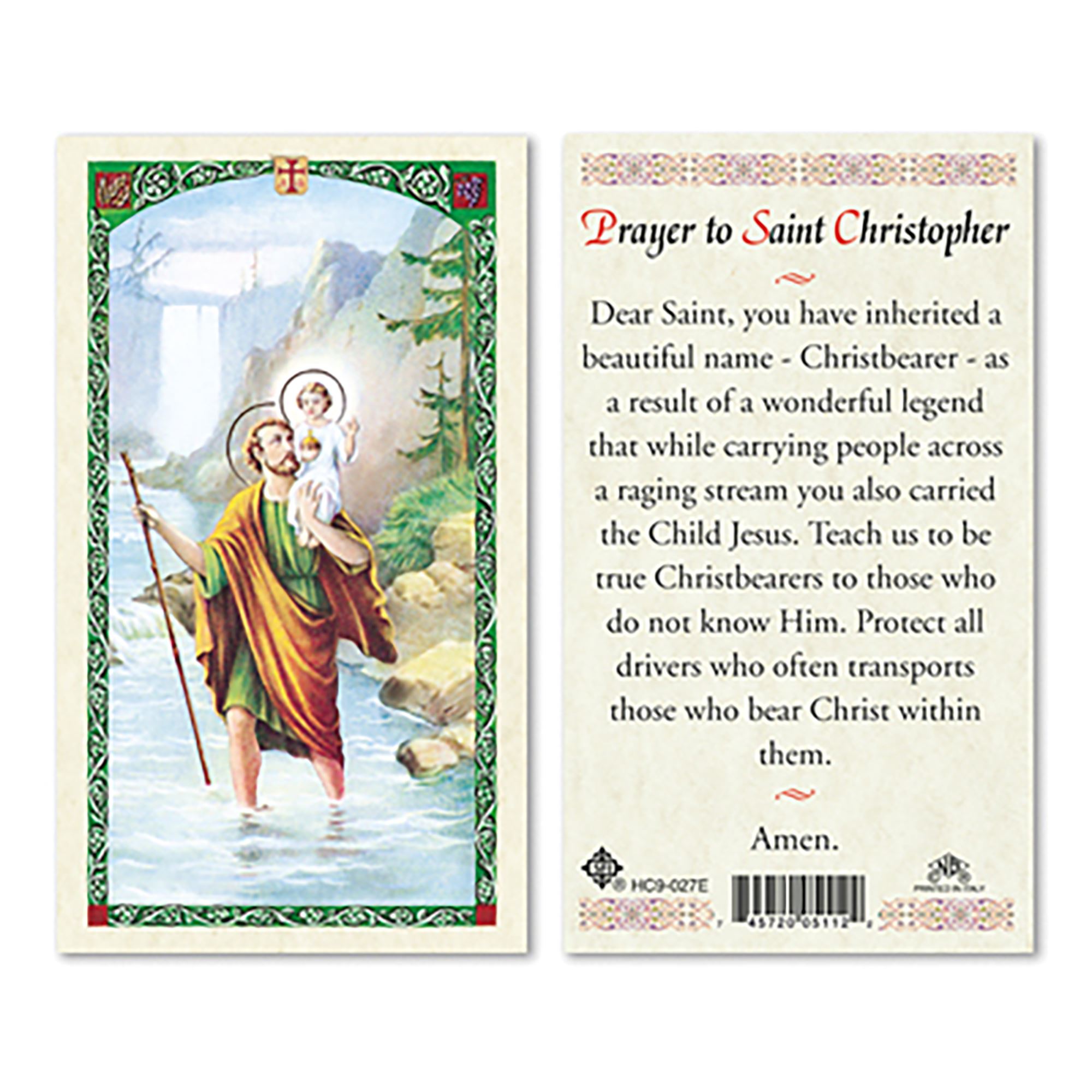 LAMINATED HOLY CARD - ST. CHRISTOPHER | EWTN Religious Catalogue