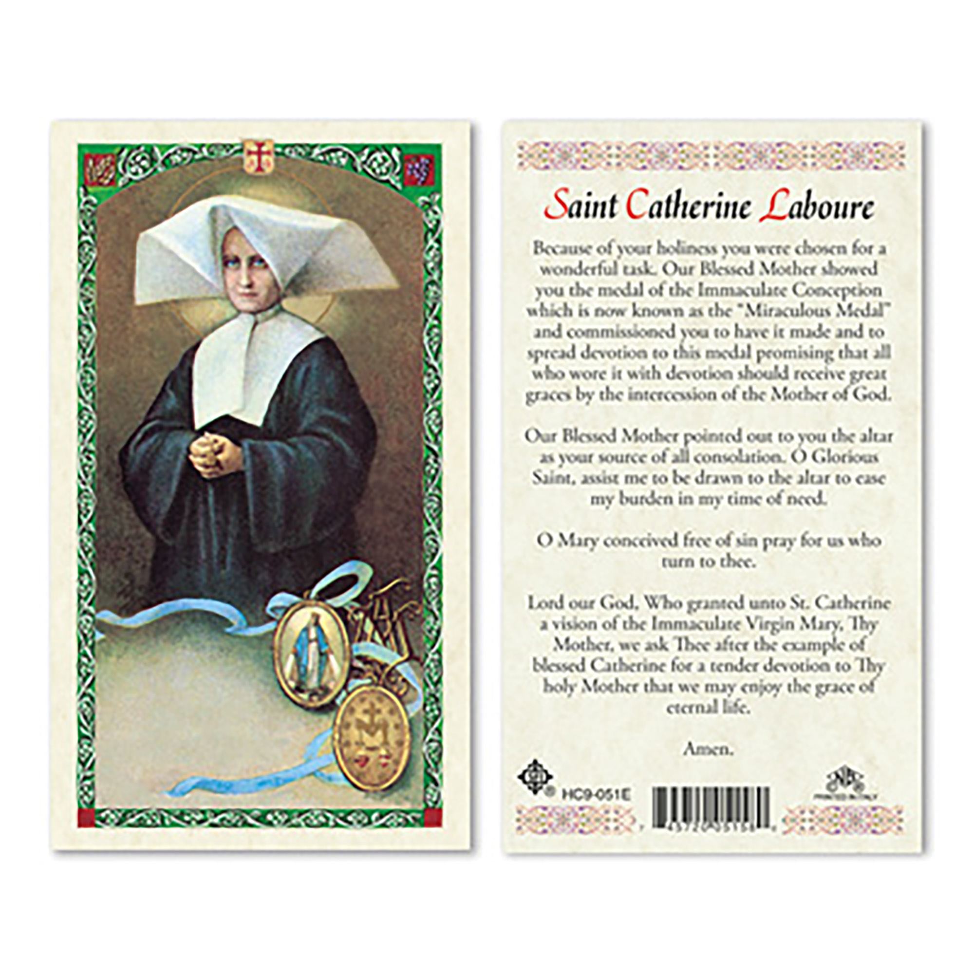 LAMINATED HOLY CARD - ST. CATHERINE LABOURE | EWTN Religious Catalogue