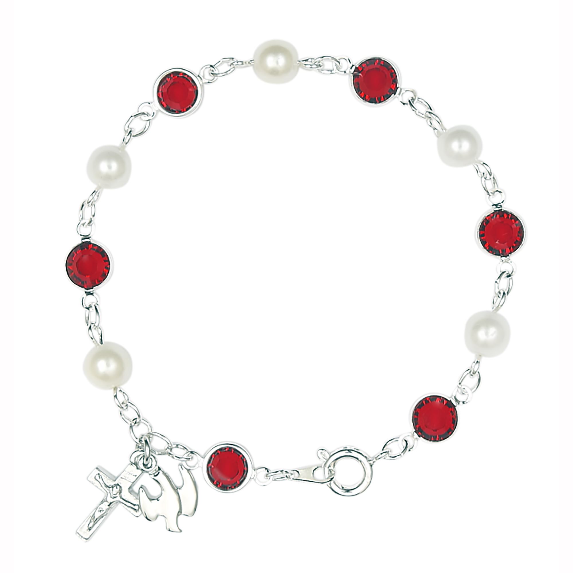 Red and Pearl Holy Spirit Rosary Bracelet | EWTNRC.com