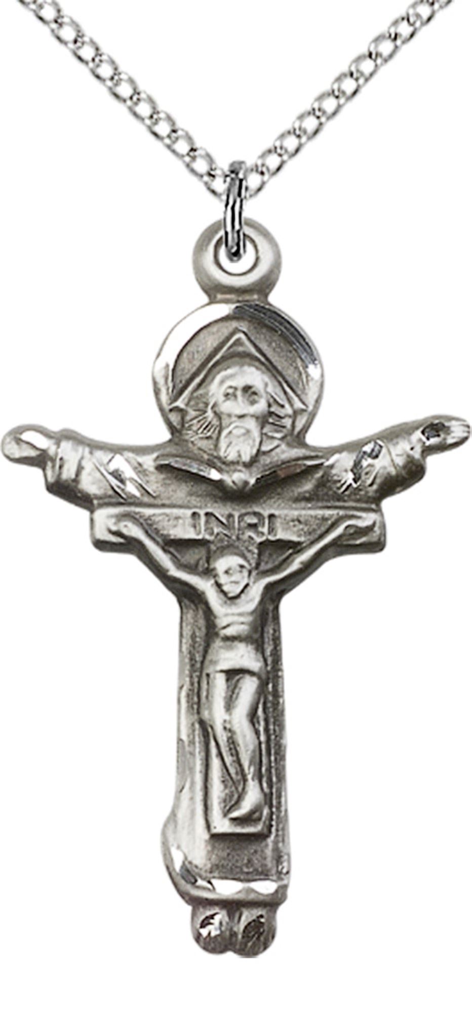 STERLING SILVER TRINITY CRUCIFIX PENDANT WITH CHAIN - 1 3/8" x 7/8 ...