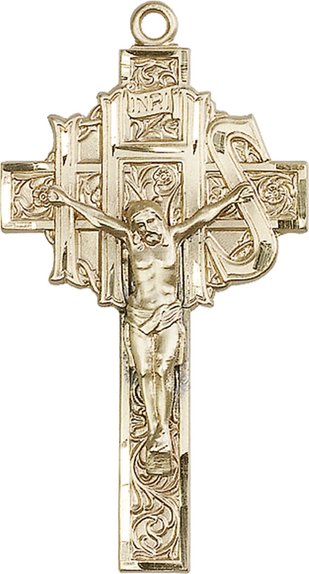 14KT GOLD CRUCIFIX MEDAL - 1 7/8" x 1" | EWTN Religious Catalogue
