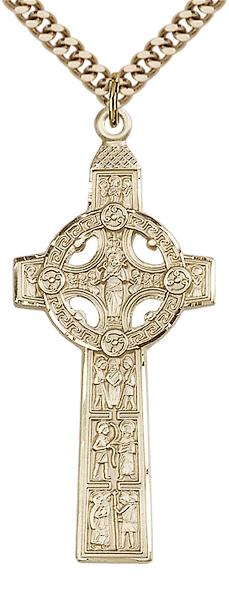 14KT GOLD FILLED SCRIPTURES CROSS PENDANT WITH CHAIN - 1 3/4" x 3/4" | EWTN Religious Catalogue