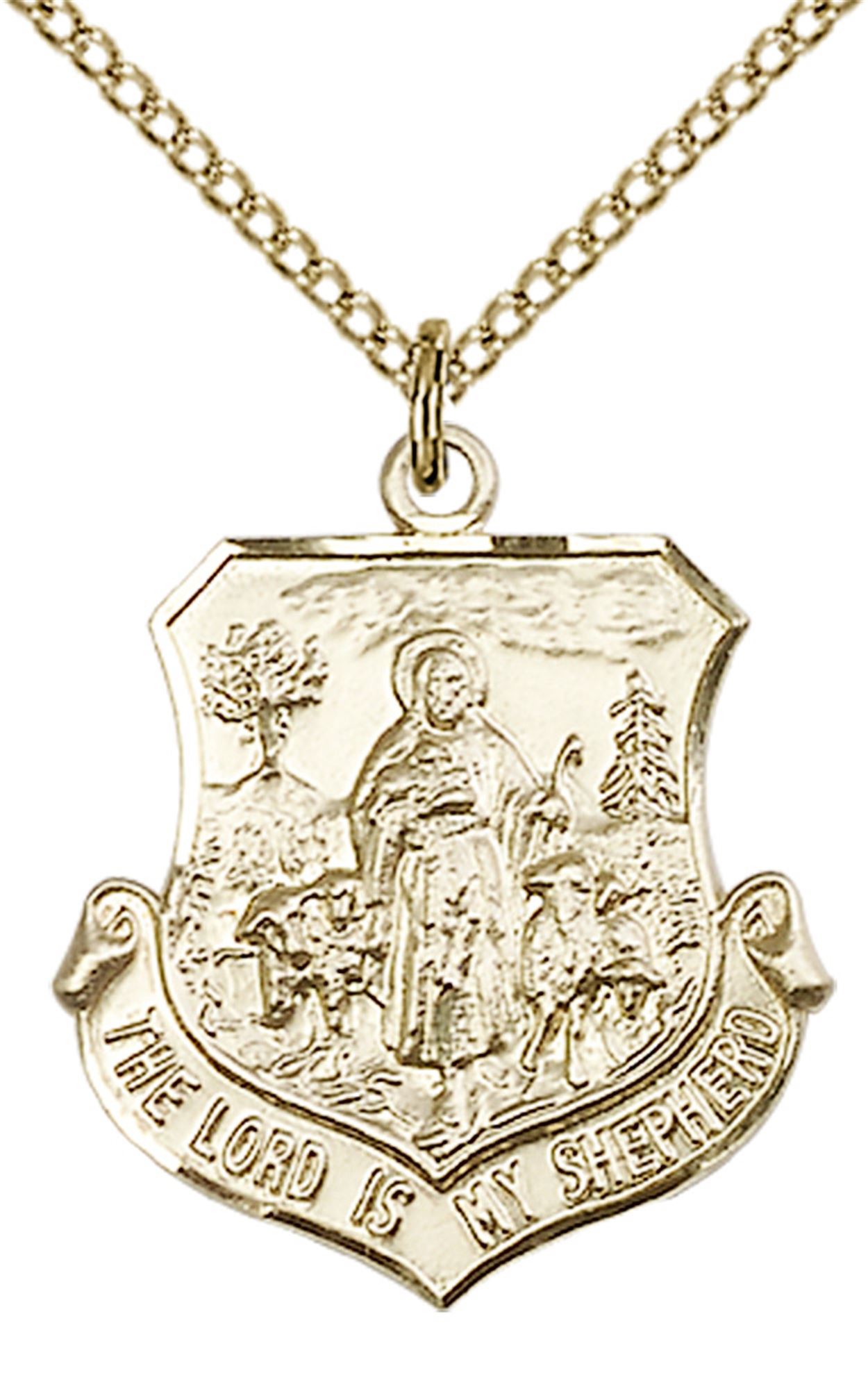 14KT GOLD FILLED LORD IS MY SHEPHERD PENDANT WITH CHAIN - 7/8" x 3/4 ...