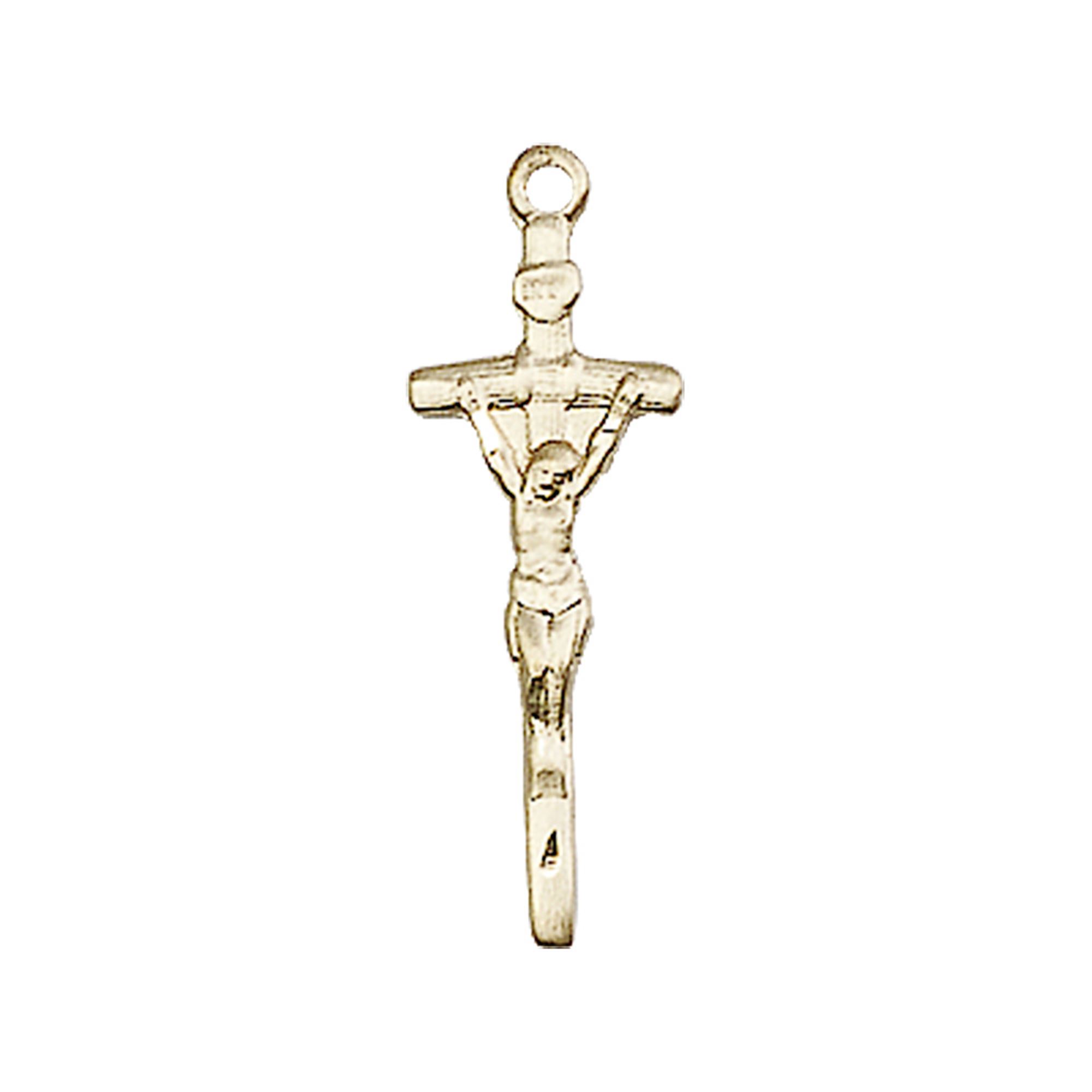 14KT GOLD PAPAL CRUCIFIX MEDAL - 7/8" x 1/4" | EWTN Religious Catalogue
