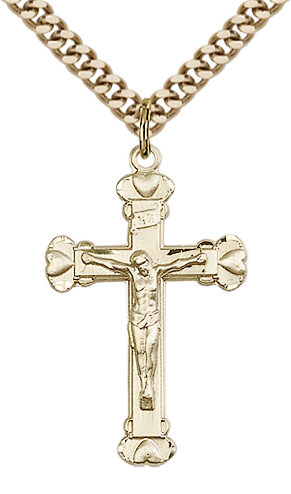 14KT GOLD FILLED CRUCIFIX PENDANT WITH CHAIN - 1 1/8" x 5/8" | EWTN Religious Catalogue