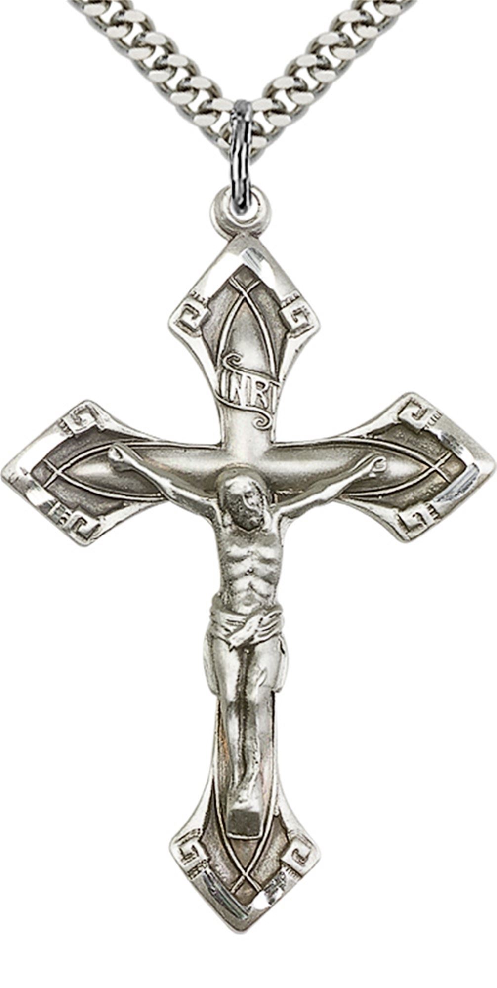 STERLING SILVER CRUCIFIX PENDANT WITH CHAIN - 1 7/8" x 1 1/8" | EWTN ...