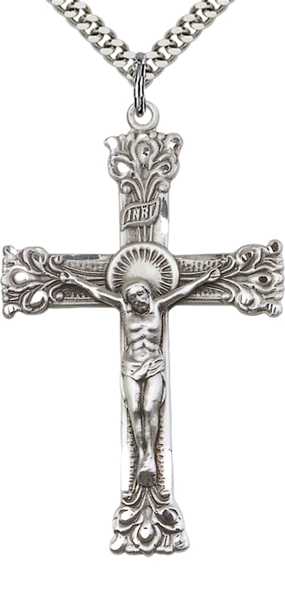 STERLING SILVER CRUCIFIX PENDANT WITH CHAIN - 2" x 1 1/4" | EWTN ...