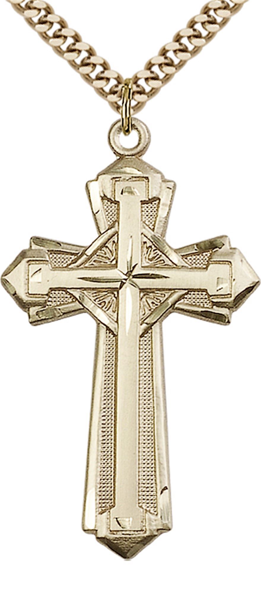 14KT GOLD FILLED CROSS PENDANT WITH CHAIN - 1 5/8" x 7/8" | EWTN Religious Catalogue