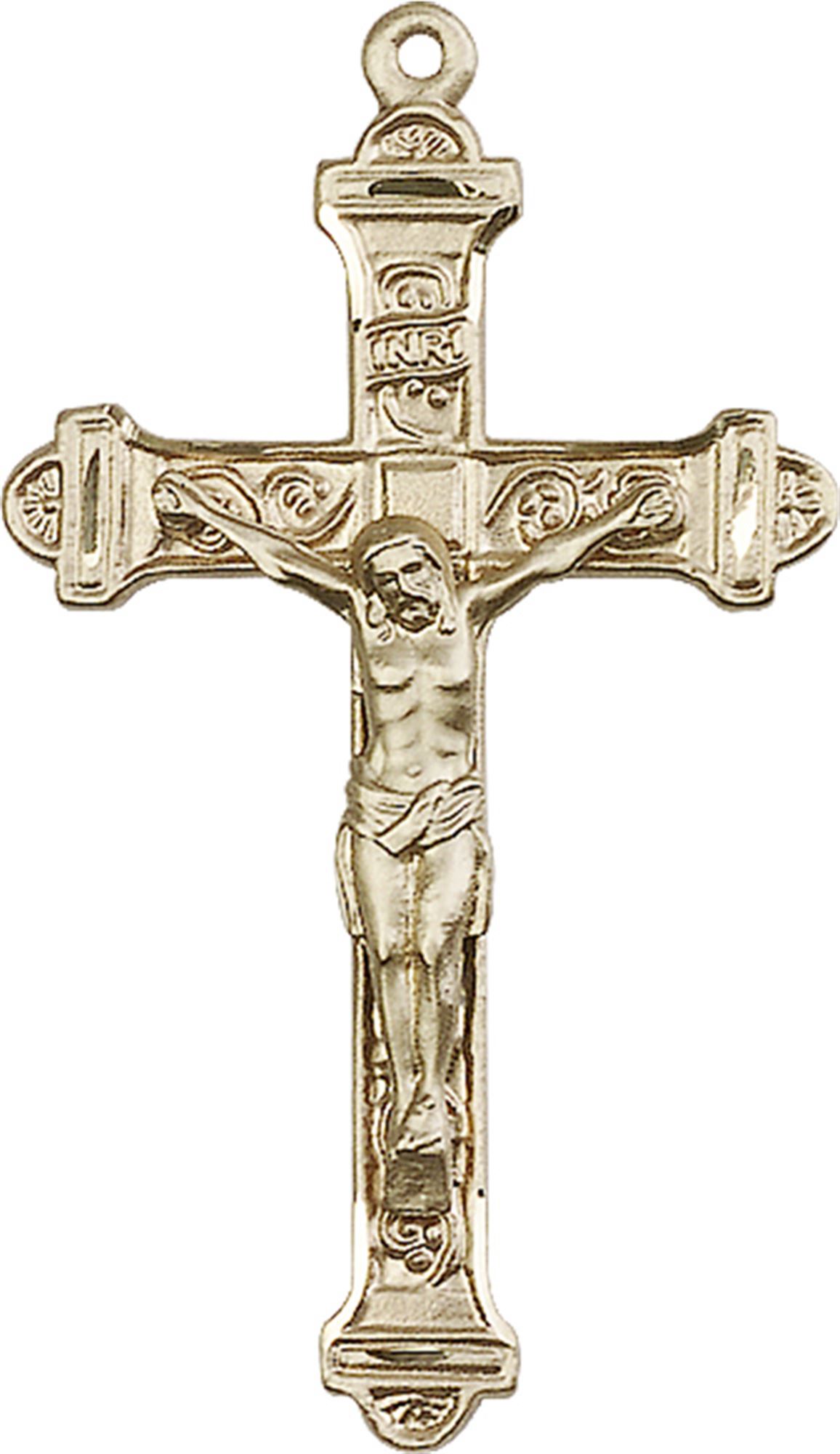 14KT GOLD CRUCIFIX MEDAL - 1 7/8" x 1" | EWTN Religious Catalogue