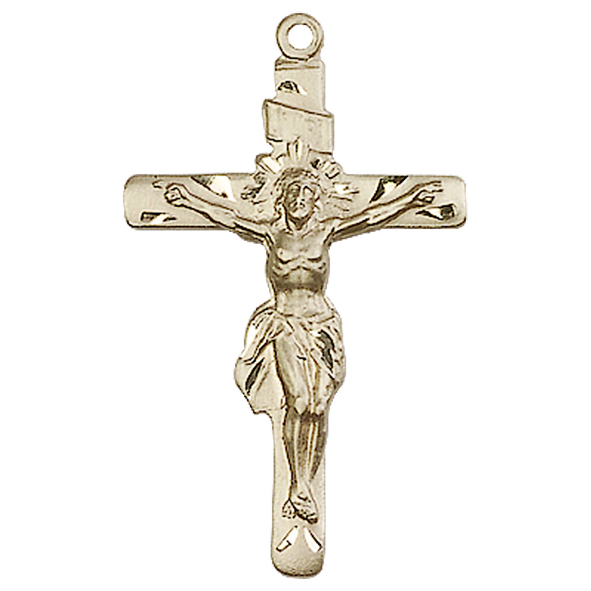 14KT GOLD CRUCIFIX MEDAL - 1 1/4" x 3/4" | EWTN Religious Catalogue