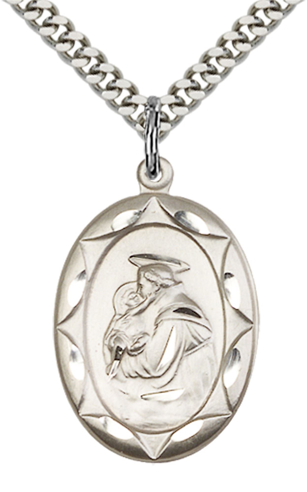 STERLING SILVER ST ANTHONY PENDANT WITH CHAIN - 1" x 5/8" | EWTN ...