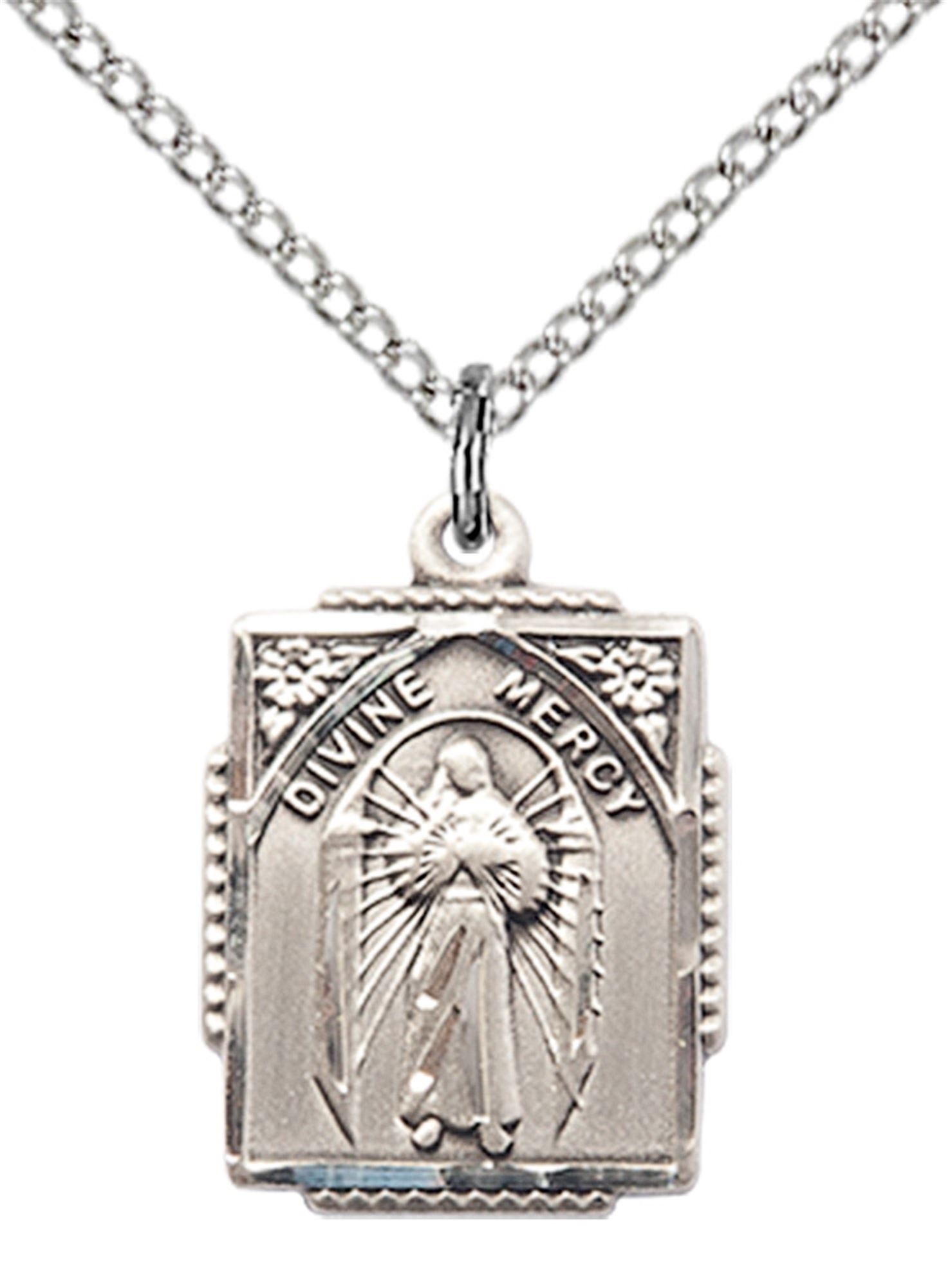 STERLING SILVER DIVINE MERCY PENDANT WITH CHAIN - 5/8" x 1/2" | EWTN ...