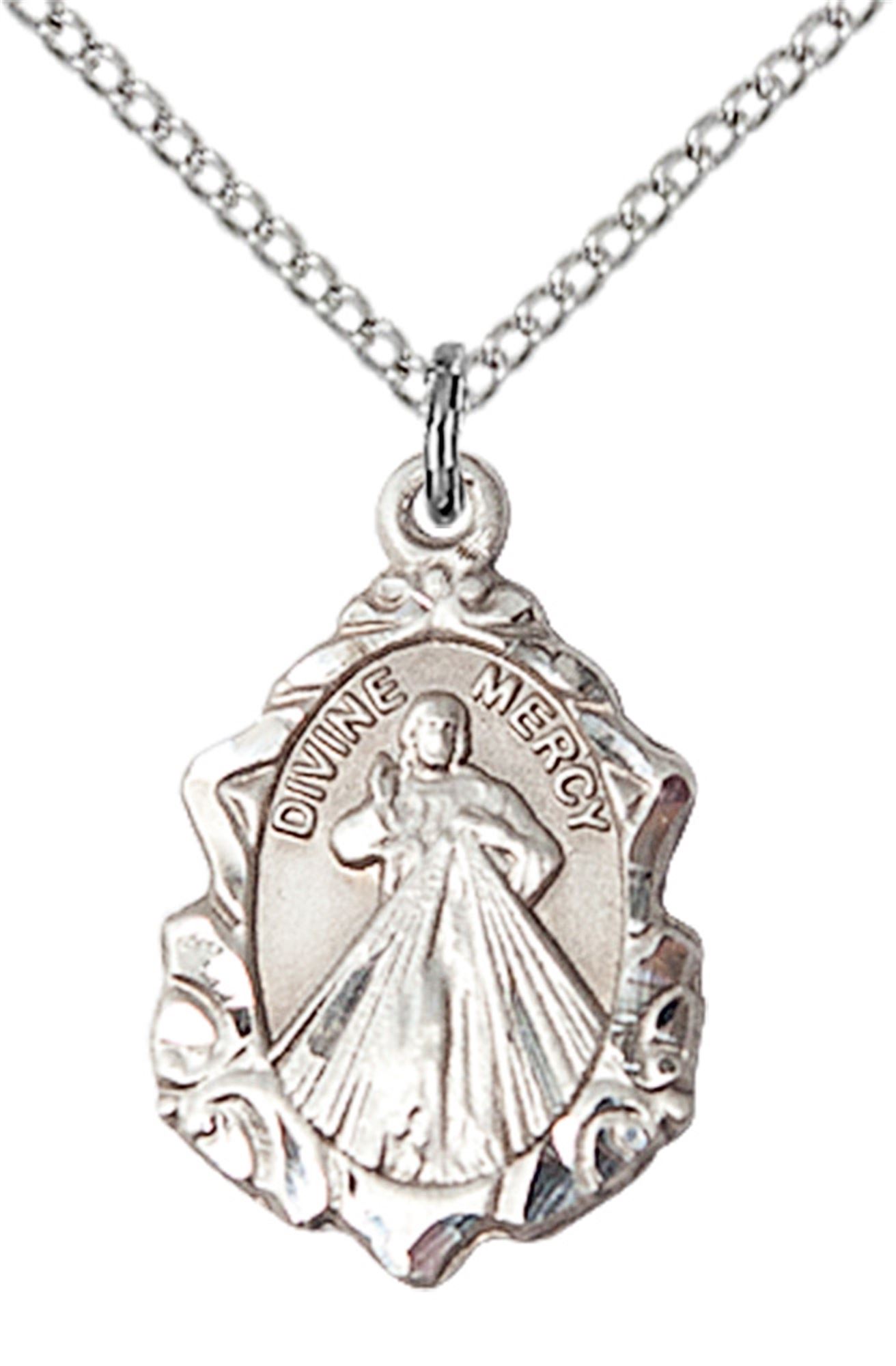 STERLING SILVER DIVINE MERCY PENDANT WITH CHAIN - 3/4" x 1/2" | EWTN ...