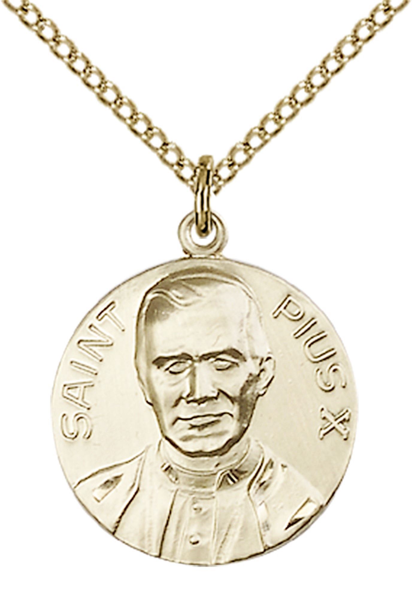 14KT GOLD FILLED POPE PIUS X PENDANT WITH CHAIN - 3/4" x 5/8" | EWTN ...