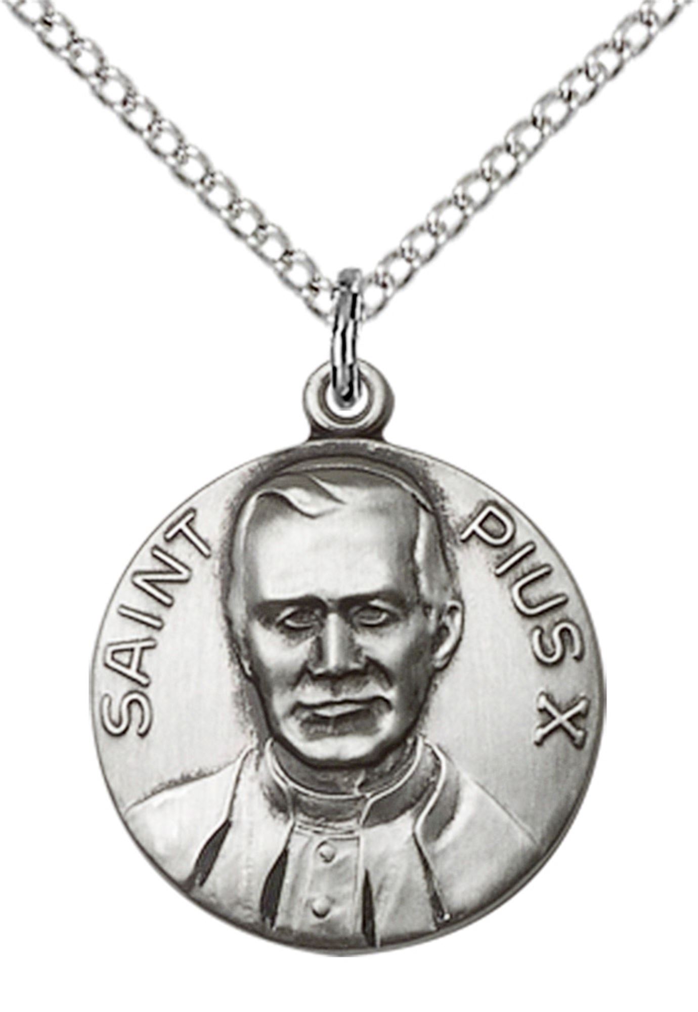 STERLING SILVER POPE PIUS X PENDANT WITH CHAIN - 3/4" x 5/8" | EWTN ...