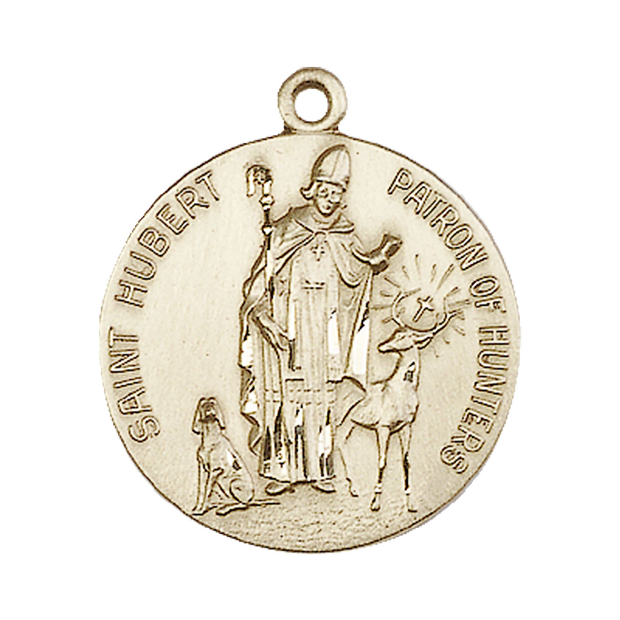 14KT GOLD ST HUBERT OF LIEGE MEDAL - 1" x 7/8" | EWTN Religious Catalogue