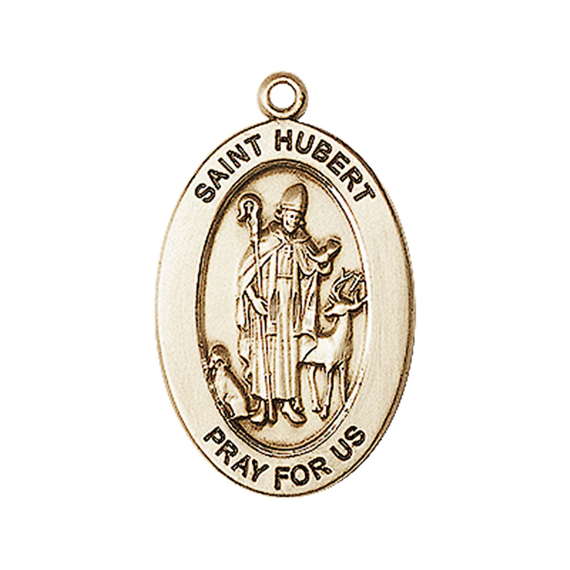 14KT GOLD ST HUBERT OF LIEGE MEDAL - 1" x 5/8" | EWTN Religious Catalogue