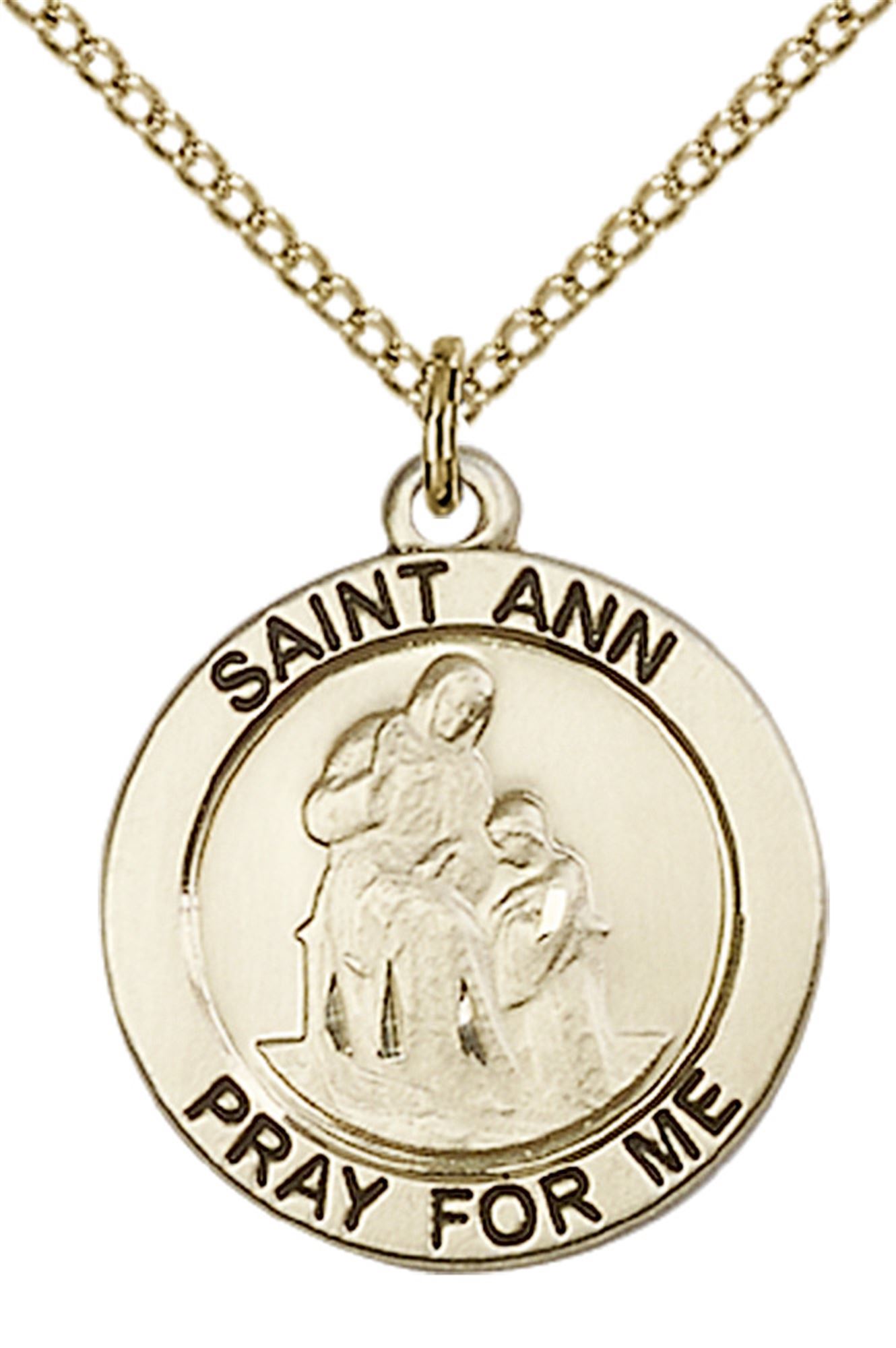 14KT GOLD FILLED ST ANN PENDANT WITH CHAIN - 3/4" x 3/4" | EWTN ...