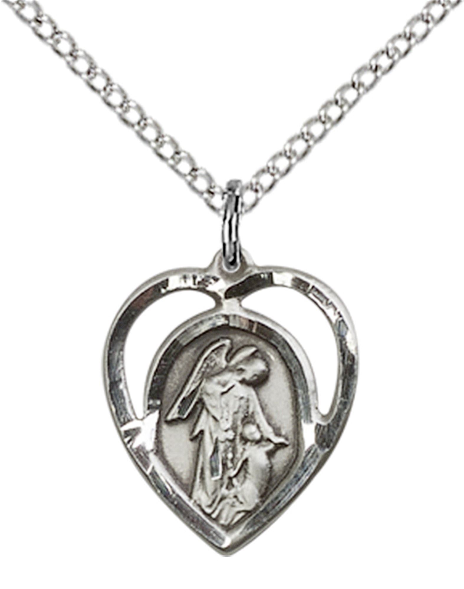 STERLING SILVER GUARDIAN ANGEL PENDANT WITH CHAIN - 5/8" x 1/2" | EWTN ...