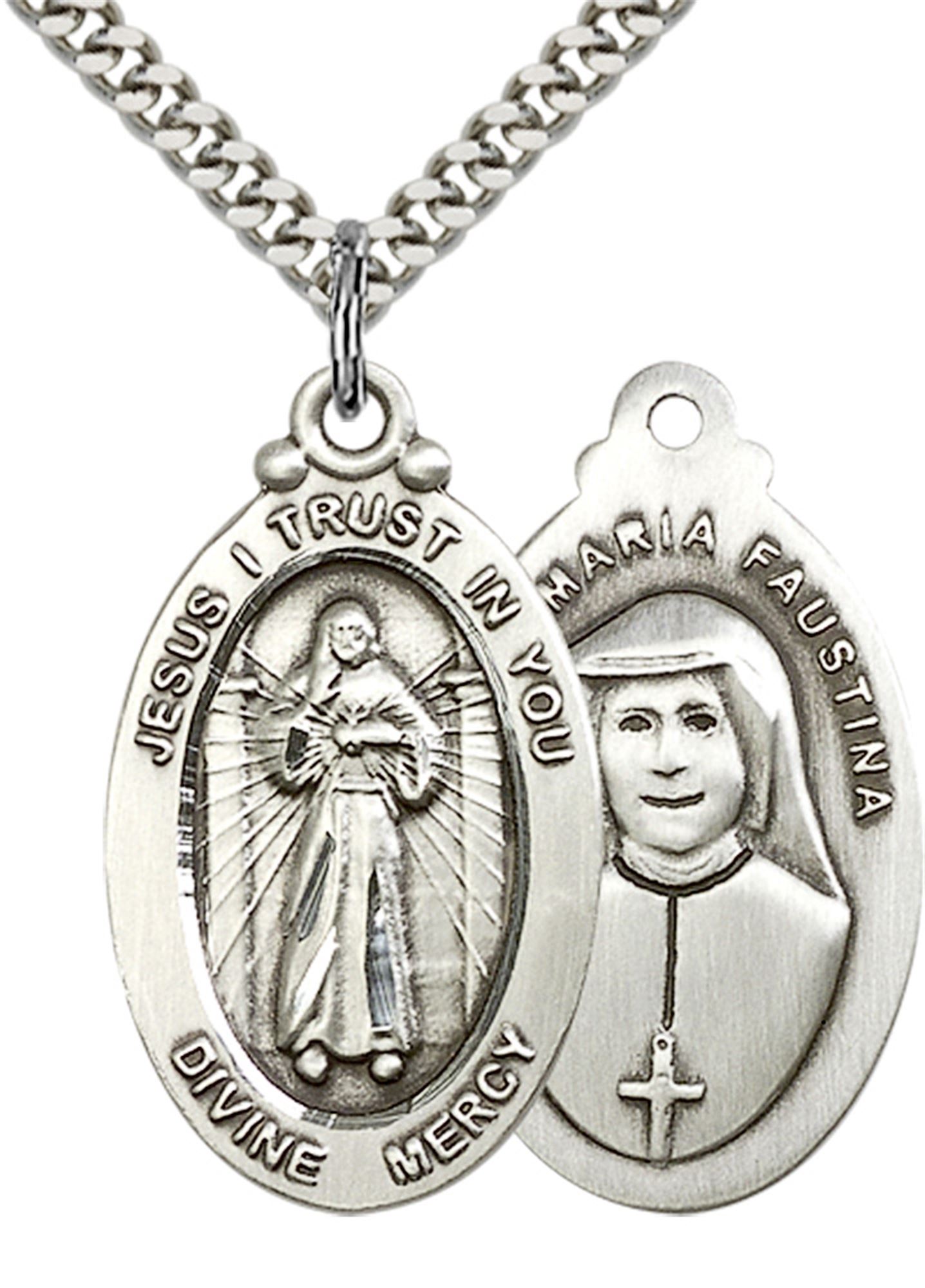 STERLING SILVER DIVINE MERCY PENDANT WITH CHAIN - 1 1/8" x 5/8" | EWTN ...