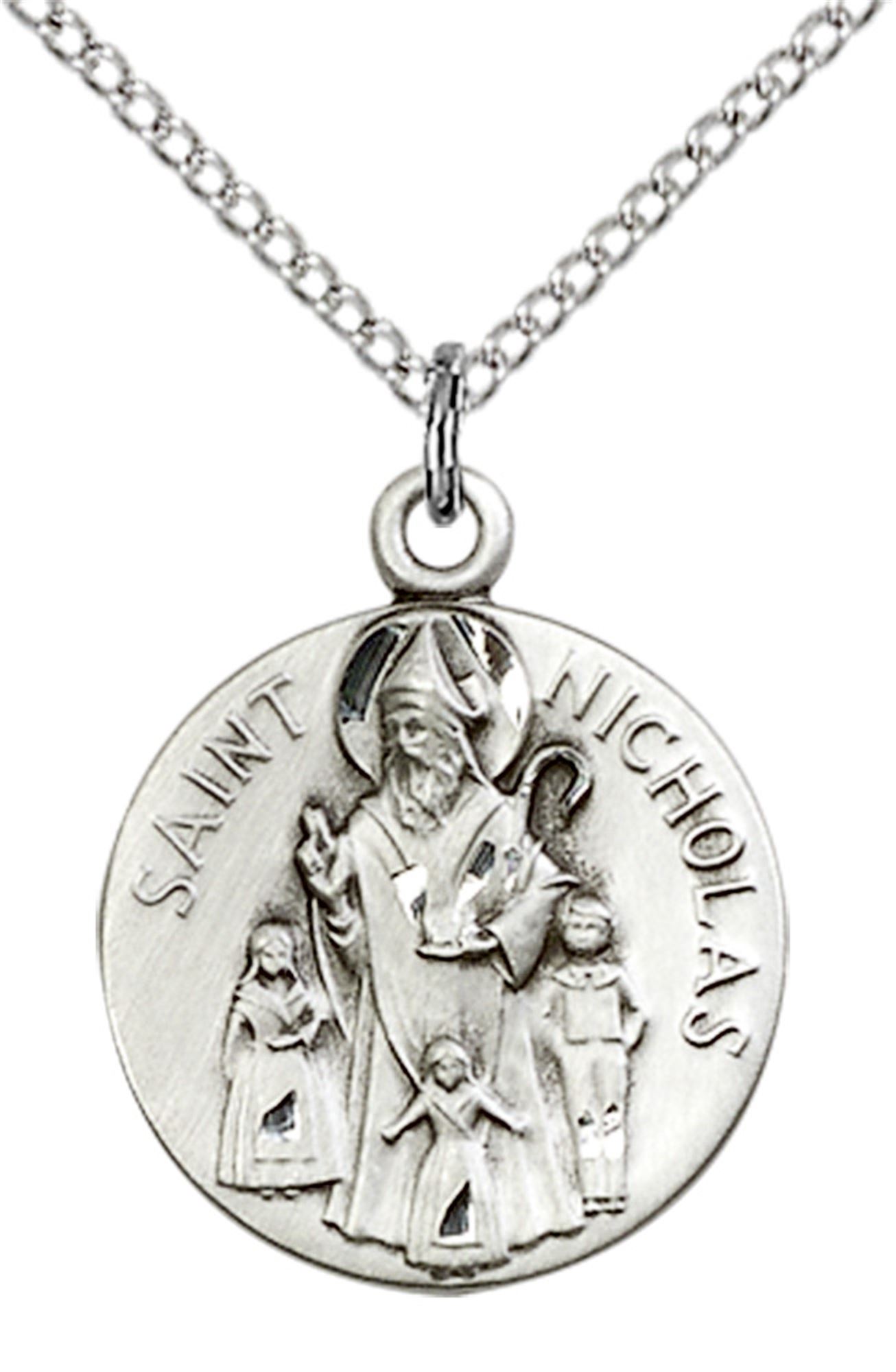 STERLING SILVER ST NICHOLAS PENDANT WITH CHAIN - 3/4" x 5/8" | EWTN ...