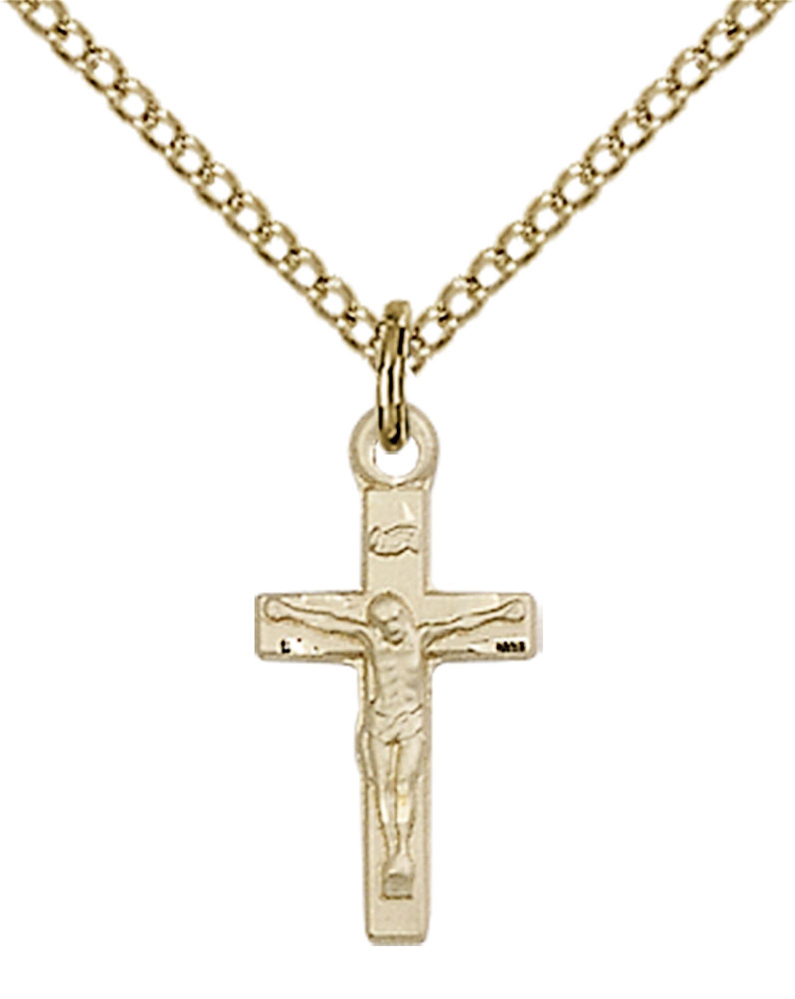 12KT GOLD FILLED CRUCIFIX PENDANT WITH CHAIN - 5/8" x 1/4" | EWTN ...