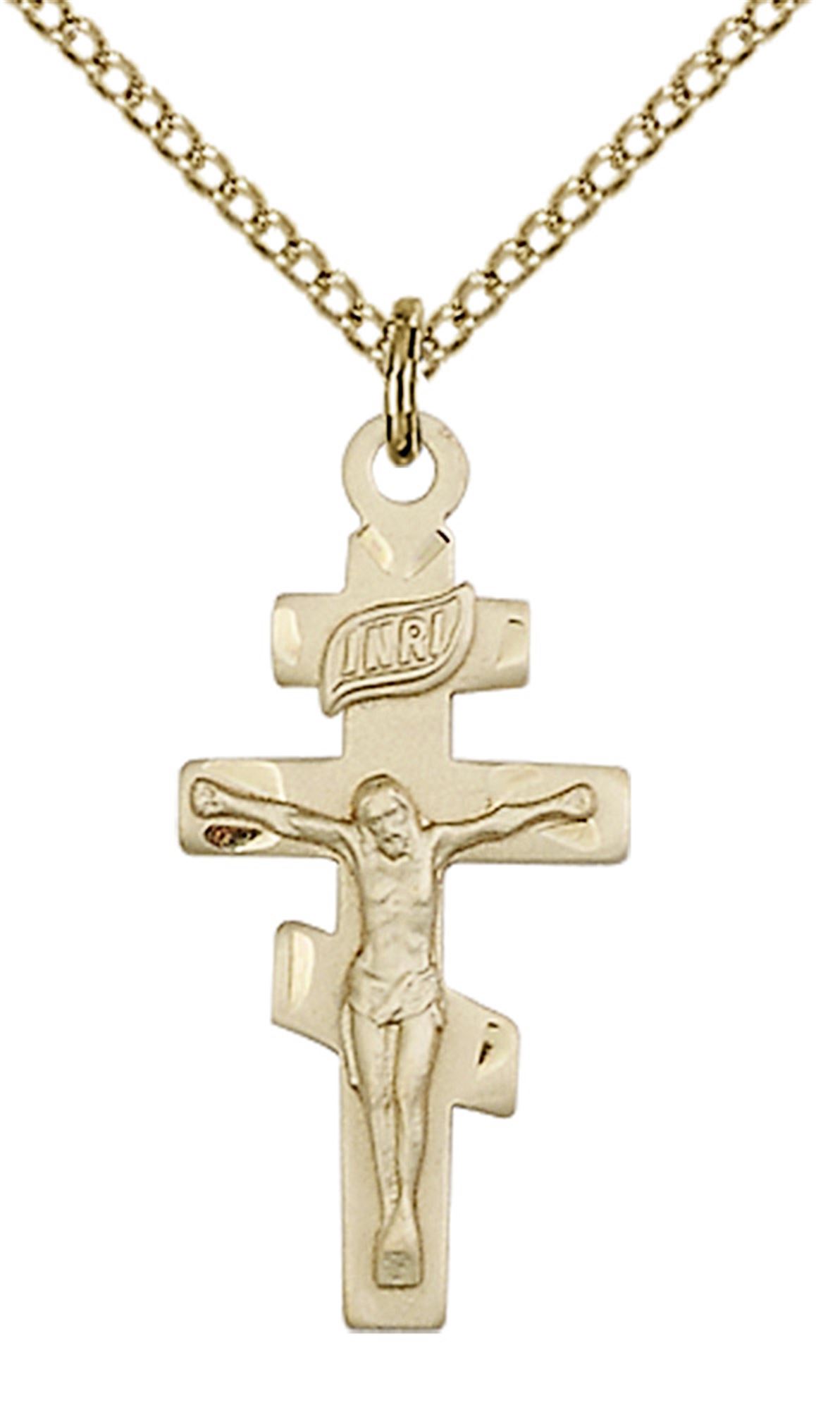 14KT GOLD FILLED CRUCIFIX PENDANT WITH CHAIN - 1" x 1/2" | EWTN Religious Catalogue