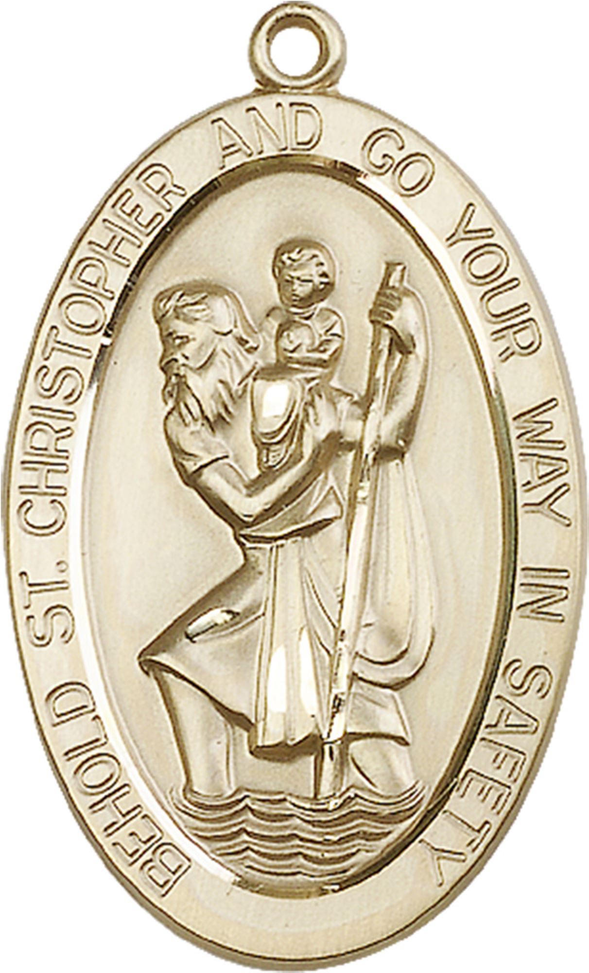 14KT GOLD ST CHRISTOPHER MEDAL - 1 5/8" x 1" | EWTN Religious Catalogue