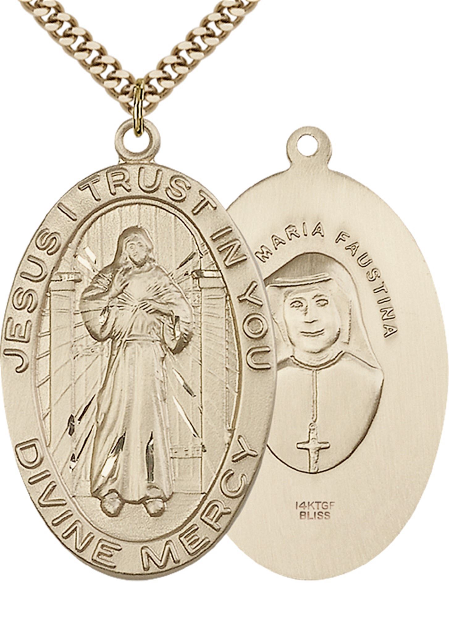 14KT GOLD FILLED DIVINE MERCY PENDANT WITH CHAIN - 1 5/8" x 1" | EWTN ...